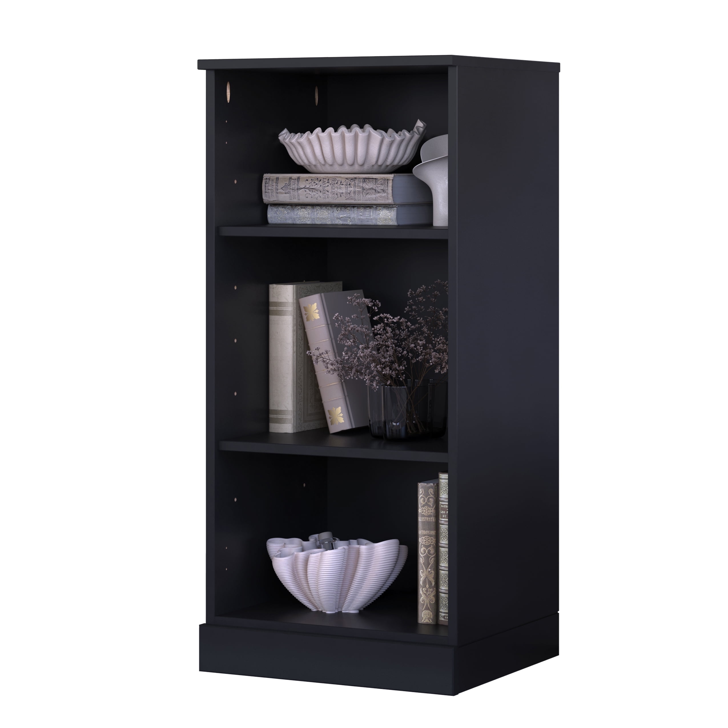 Palace Imports 100% Solid Wood 3-Shelf Bookcase with Adjustable Shelves ...