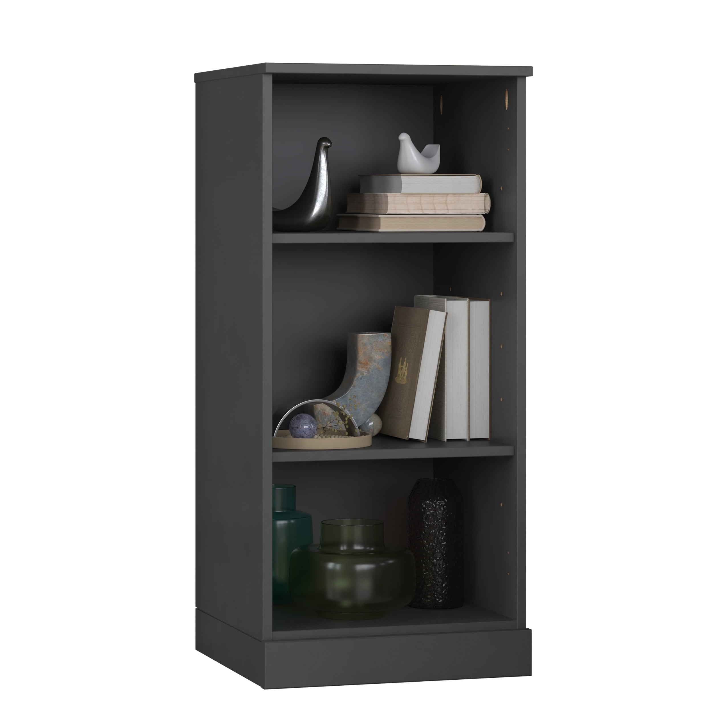 Palace Imports 100% Solid Wood 3-Shelf Bookcase with Adjustable Shelves ...