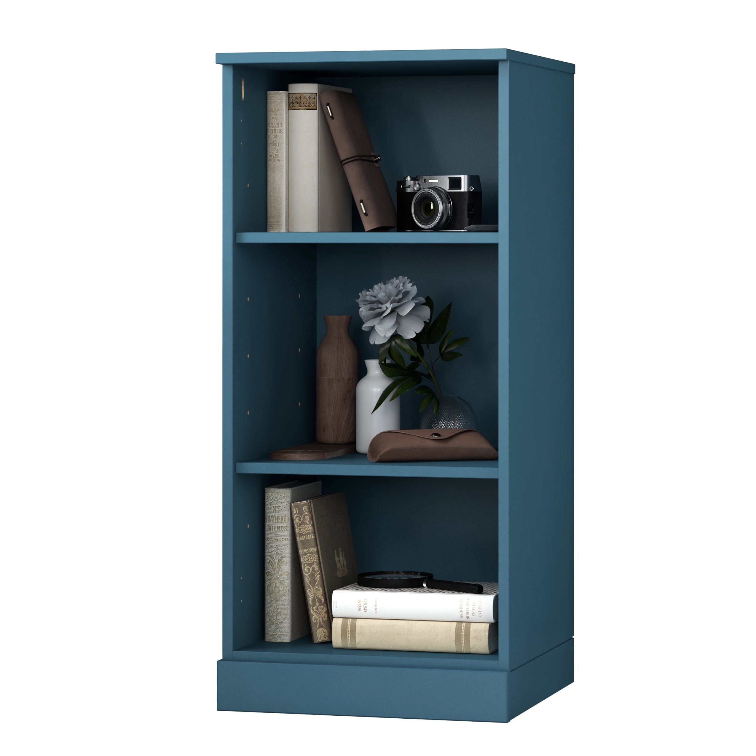Palace Imports 100% Solid Wood 3-Shelf Bookcase with Adjustable Shelves ...