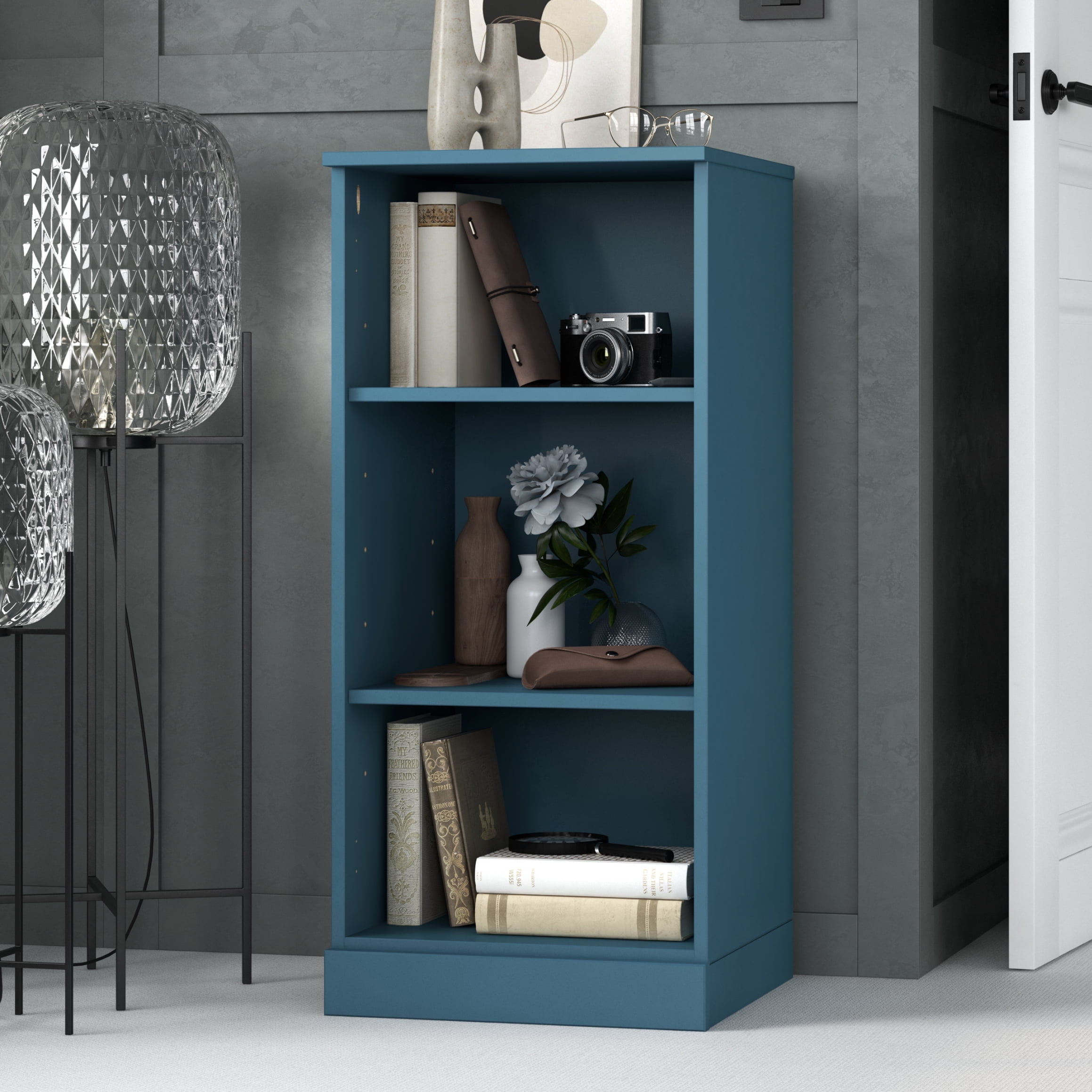 Palace Imports 100% Solid Wood 3-Shelf Bookcase with Adjustable Shelves ...