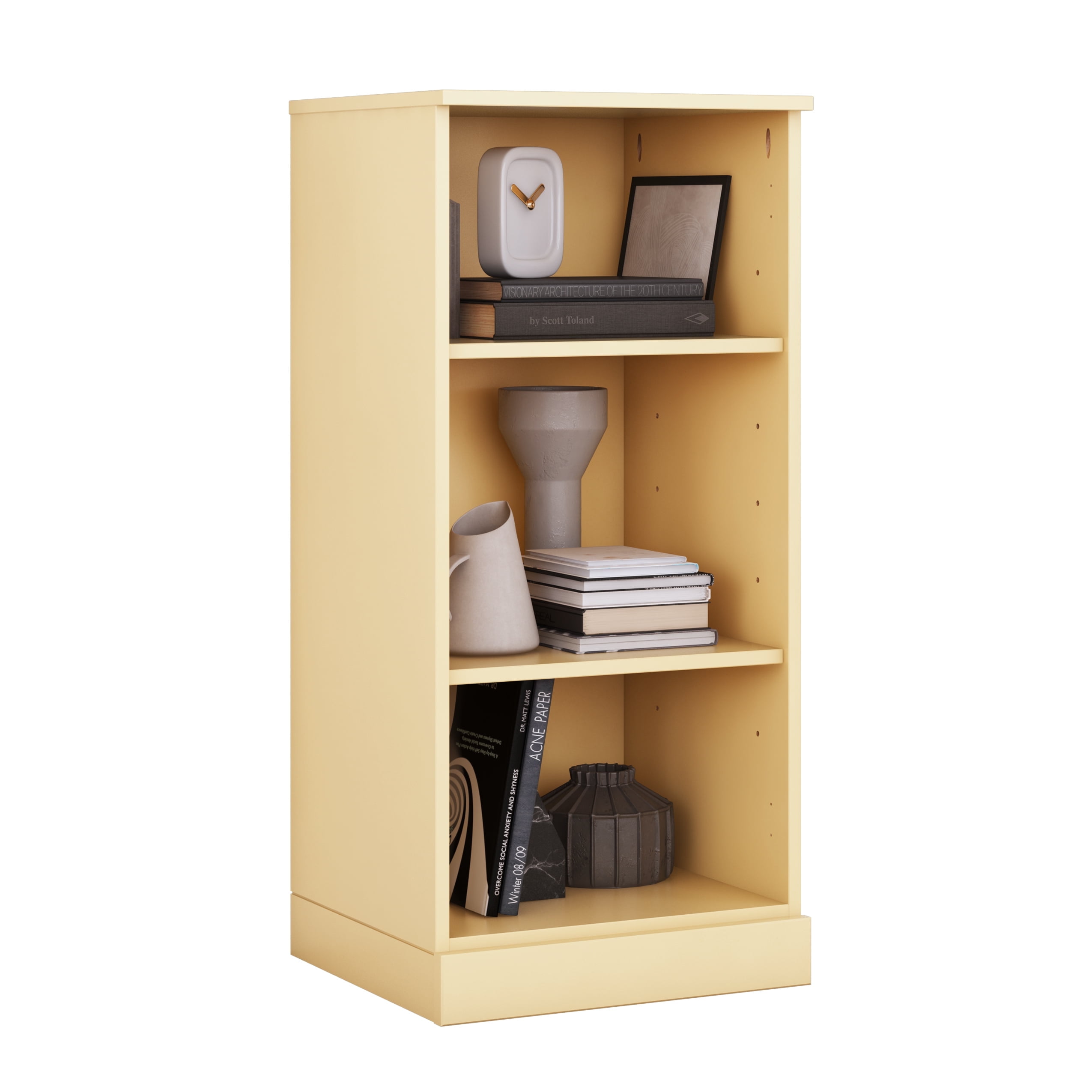 Palace Imports 100% Solid Wood 3-Shelf Bookcase with Adjustable Shelves ...