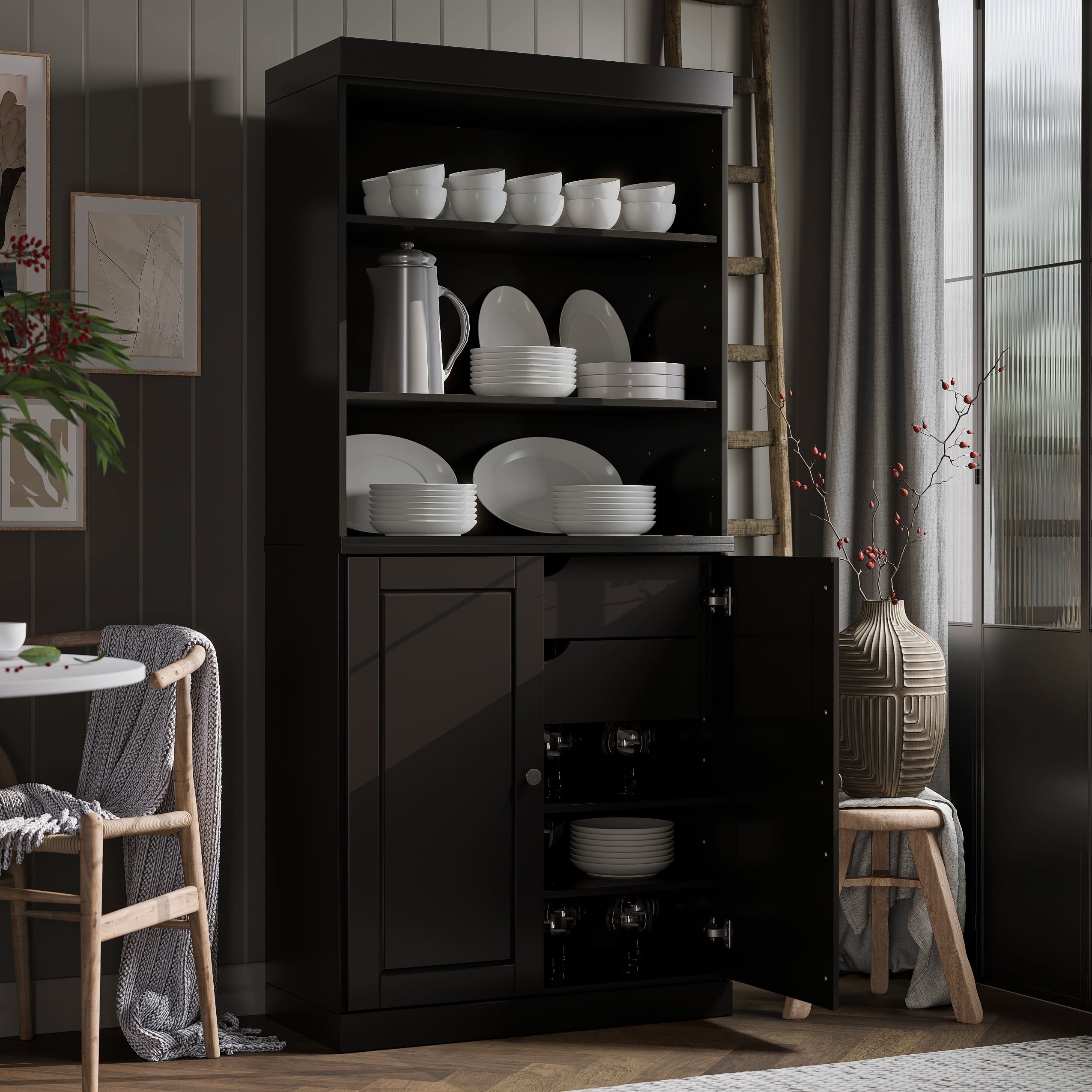 Palace Imports 100% Solid Wood 32" Kitchen Pantry Storage Cabinet with ...