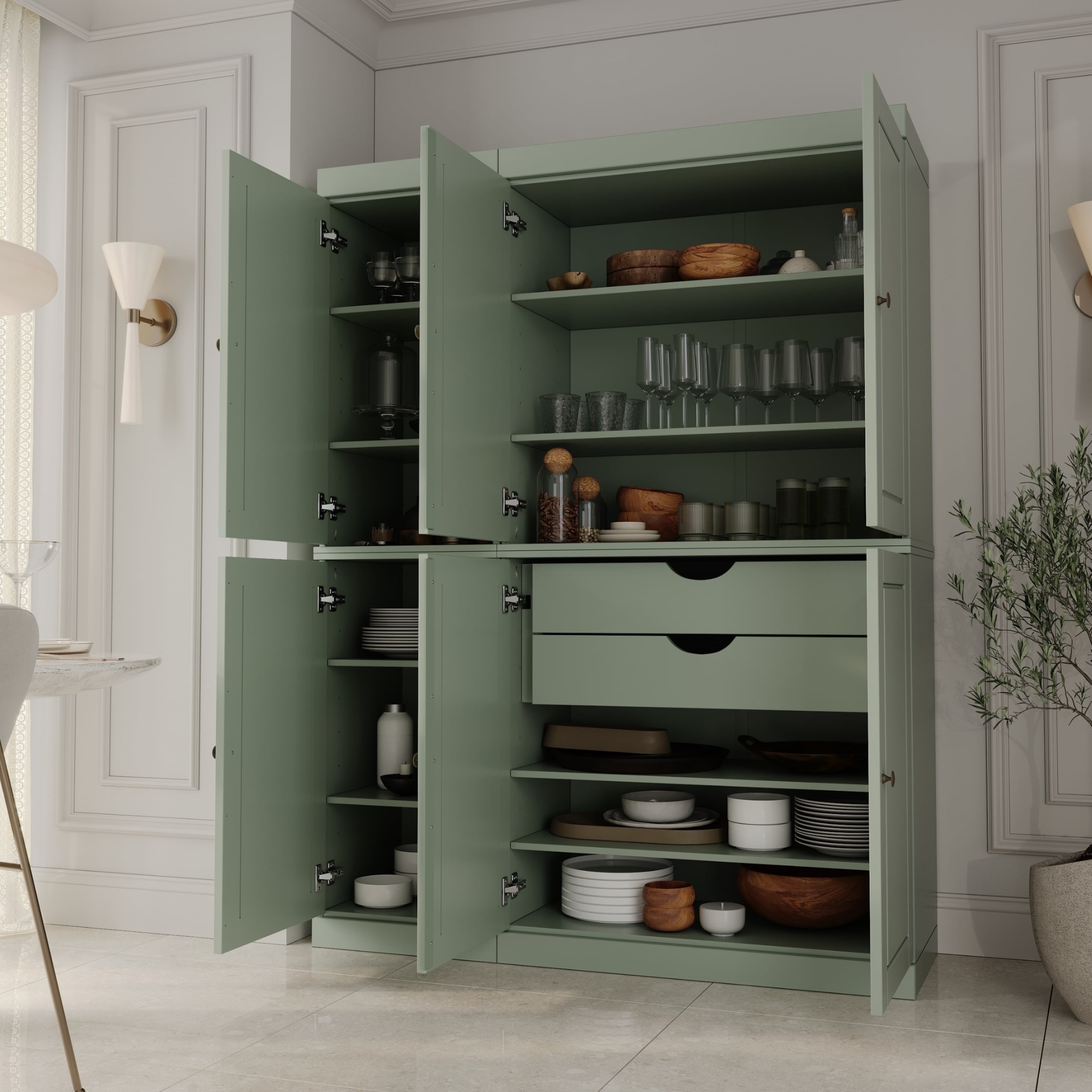 Palace Imports 100% Solid Wood Kitchen Pantry Storage Cabinet with ...