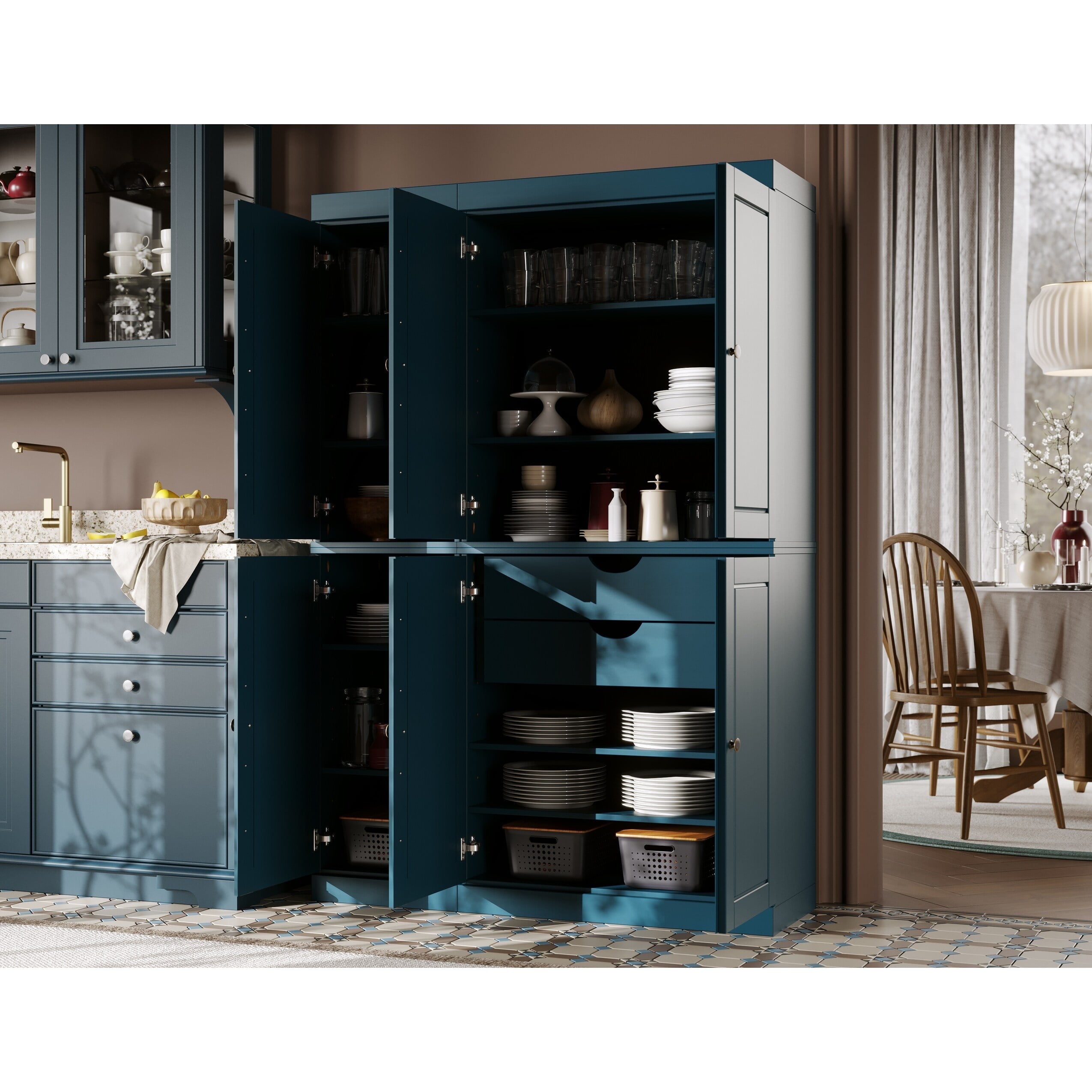 Palace Imports 100% Solid Wood Kitchen Pantry Storage Cabinet with ...