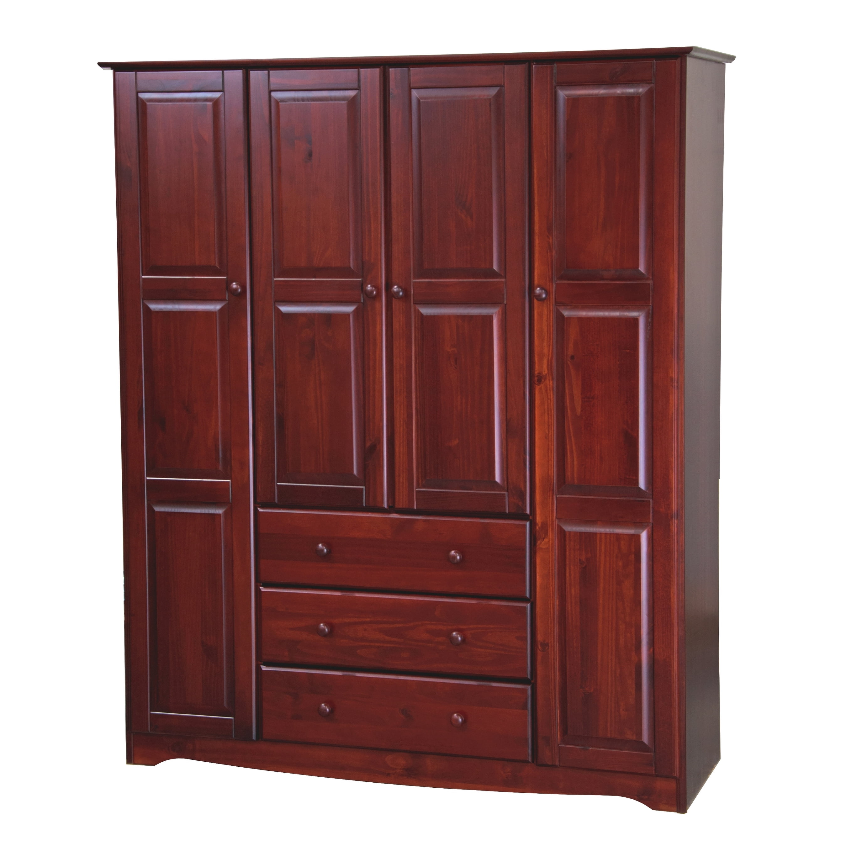 Palace Imports 100% Solid Wood 4-Door Mahogany Family Wardrobe Armoire ...