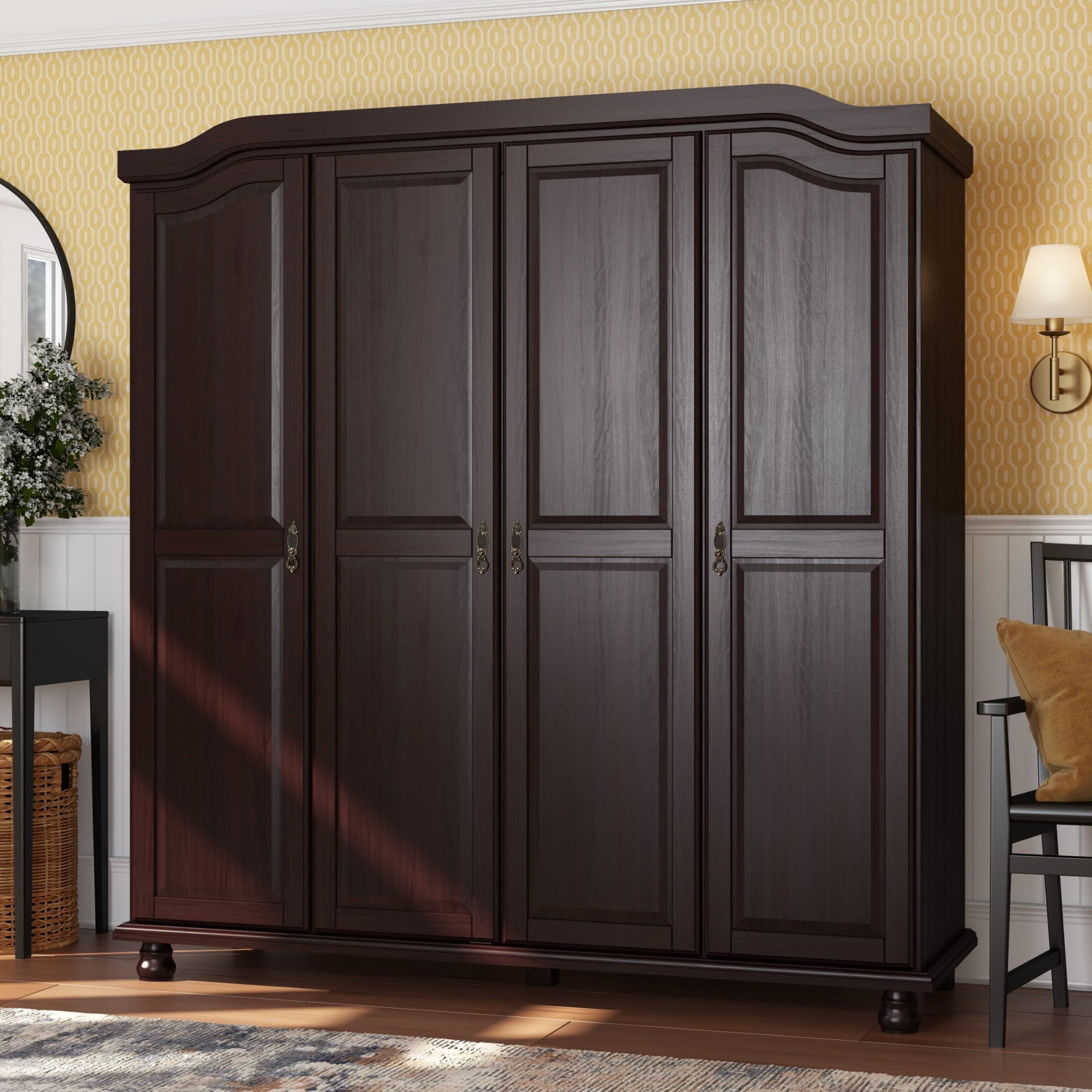 Palace Imports 100% Solid Wood Kyle 4-Door Wardrobe Armoire with Solid ... Palace Imports 100% Solid Wood Kyle 4-Door Wardrobe Armoire with Solid ...