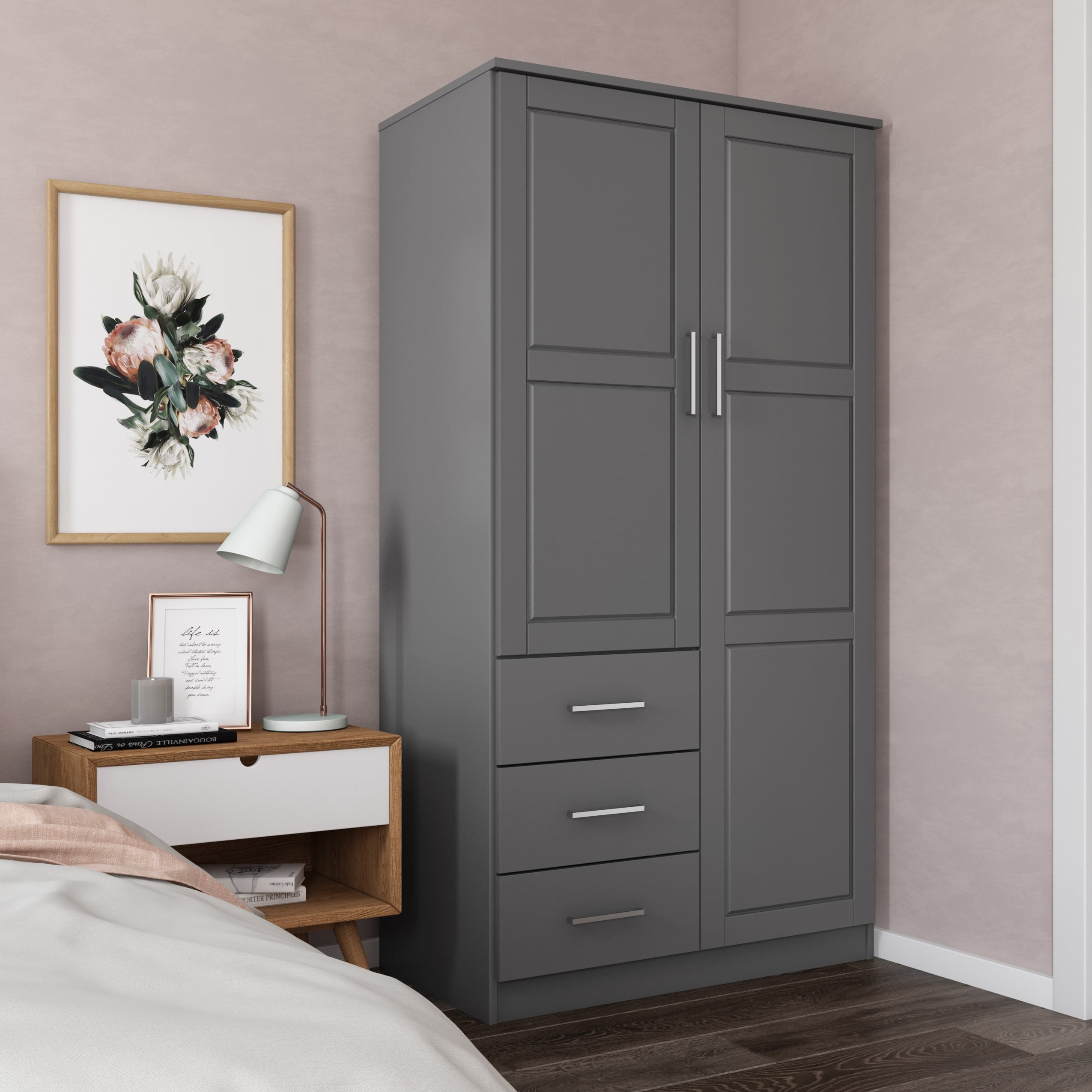 Palace Imports 100% Solid Wood Metro Bedroom Pine Wardrobe Armoire ... Palace Imports 100% Solid Wood Metro Bedroom Pine Wardrobe Armoire ...
