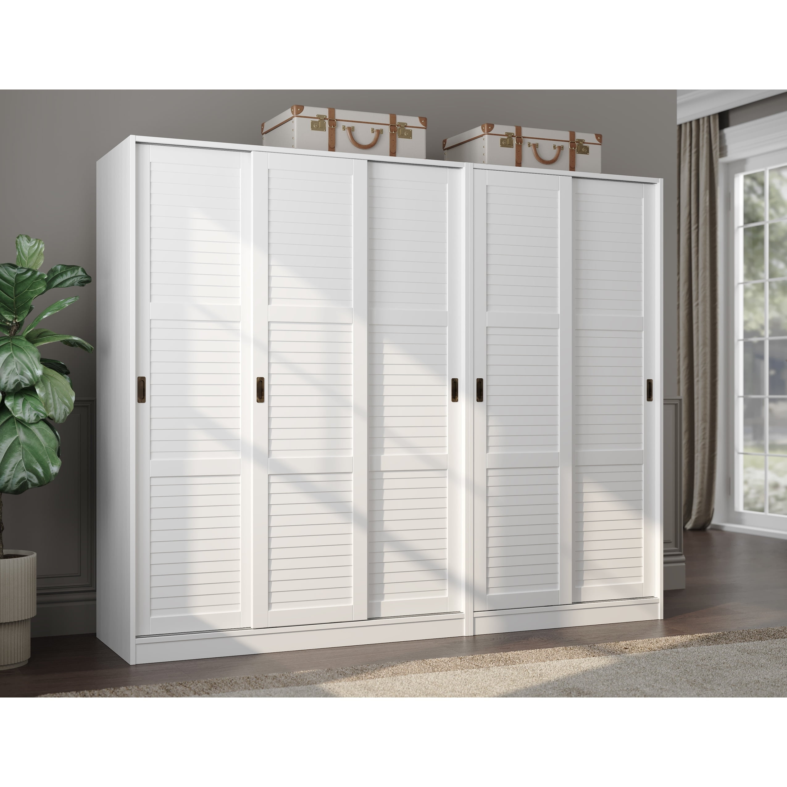 Palace Imports 100% Solid Wood Wall Closet System of Wardrobe Armoires ...