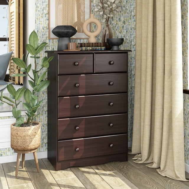 Palace Imports Solid Wood 6-Drawer Tall Dresser, Bedroom Style, Natural ...