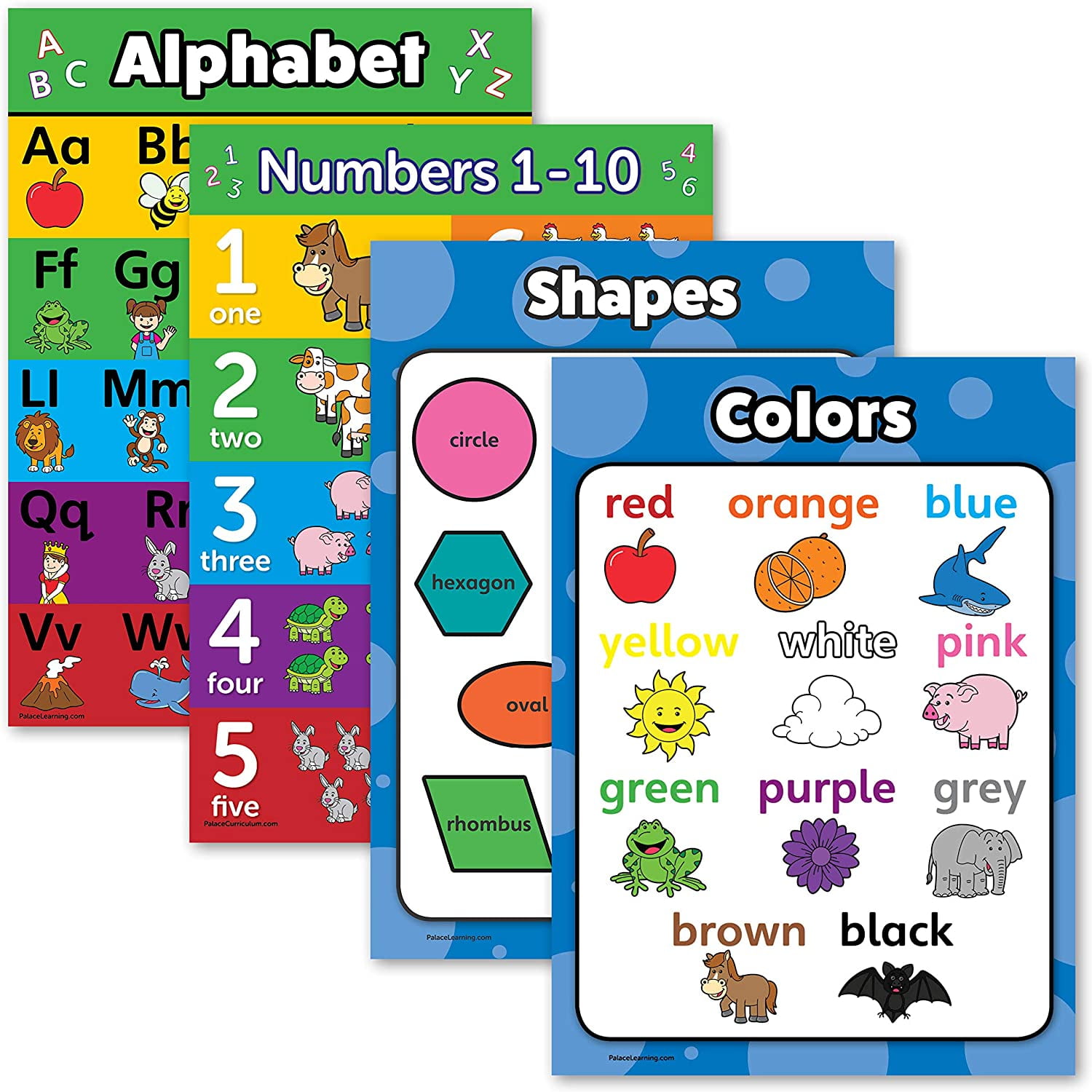 Palace Learning 4 pack - ABC Alphabet + Numbers 1-10 + Shapes + Colors ...