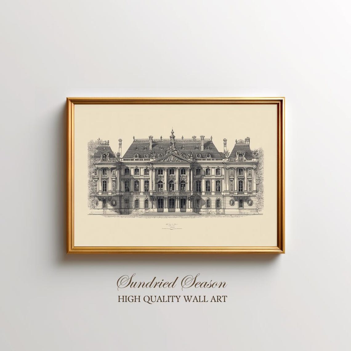 Palace Of Versailles Architectural Drawing Print, French Baroque Sketch ...