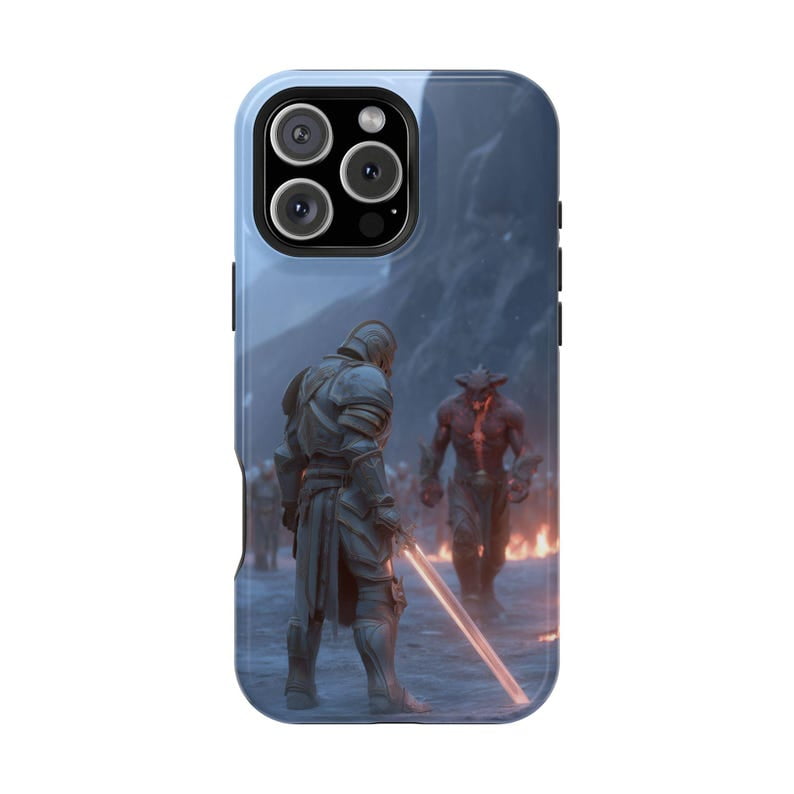 Paladin Knight Wielding Sword in Battle with Dark Demon Phone Case for ...