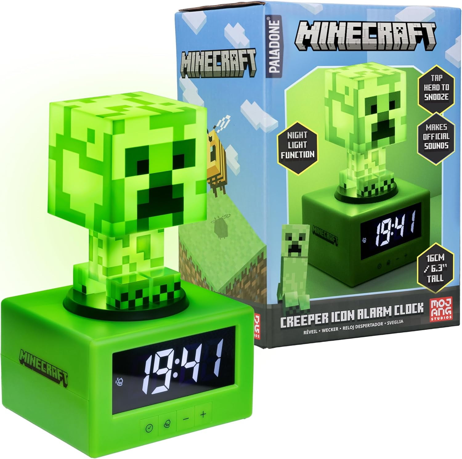 Paladone Minecraft Creeper Icon Alarm Clock - Creeper Glow Mode ...