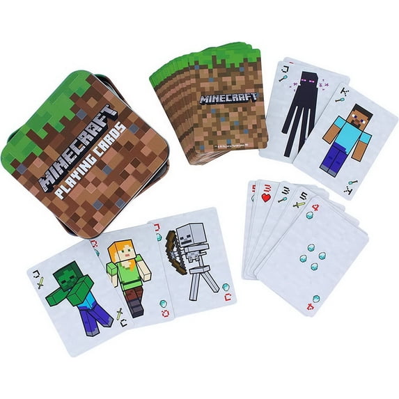 Minecraft Game Playing Cards in Pack Tin | 52 Card Deck + 2 Jokers ...