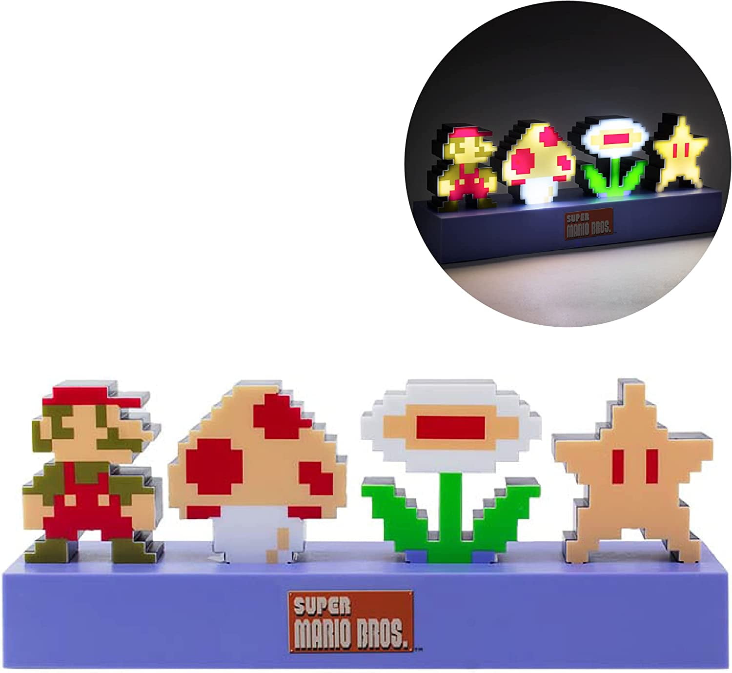 Paladone Super Mario Bros Icons Light, Sound Reactive Mode, Decorative ...