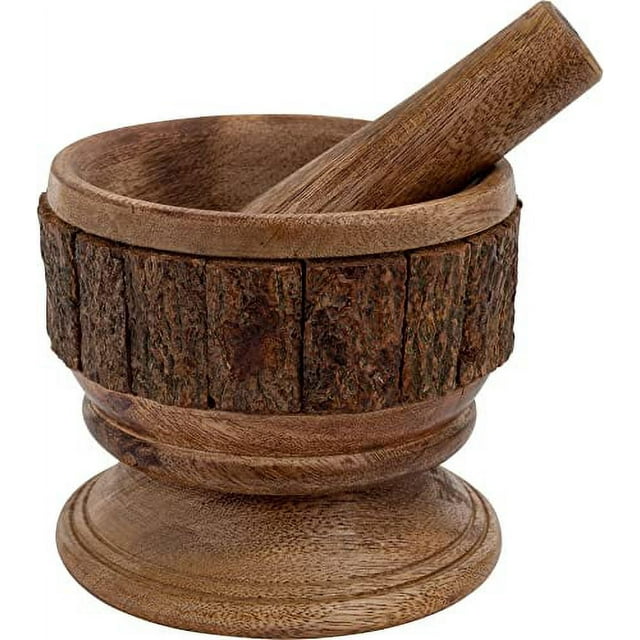 Palais Essentials Mortier pilon Mortar and pestle set (5" Wide - Bark ...