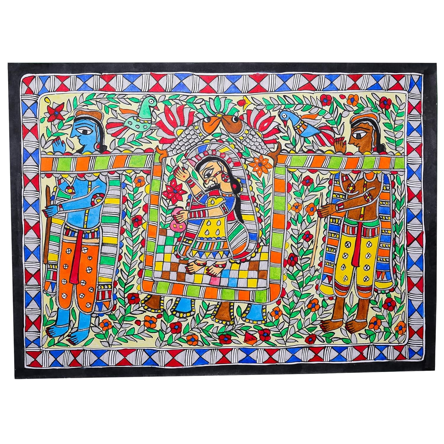 Palak Saxena Madhubani Handmade Doli Kahar Paper Painting - Vibrant ...