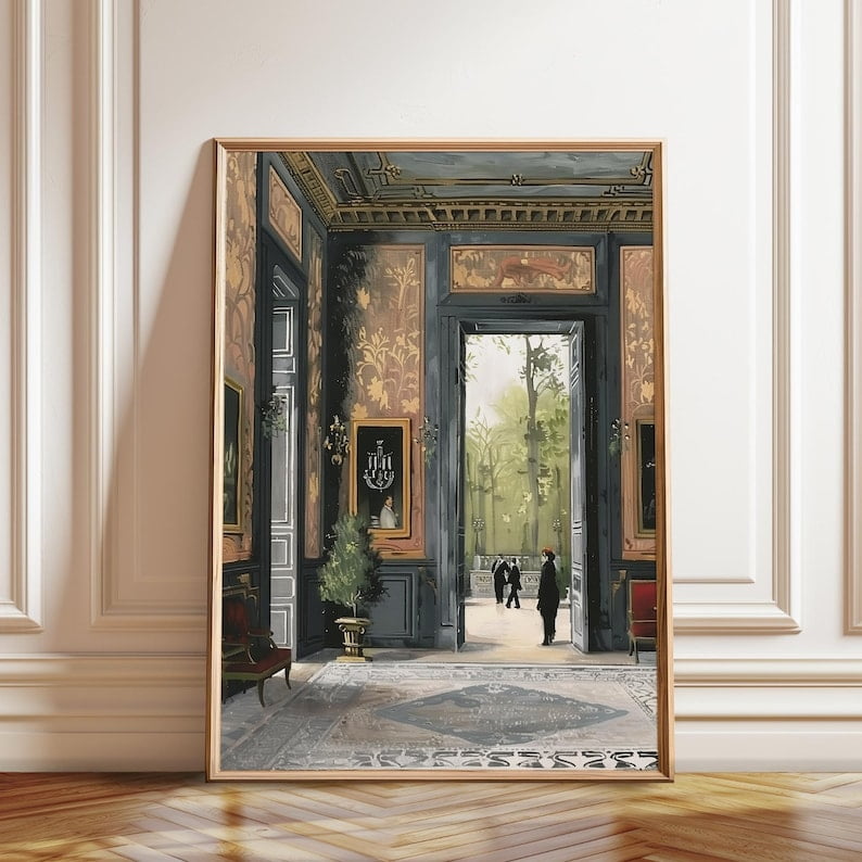 Palatial Estate Garden View Art - Grand Entrance Wall Art - Antique ...