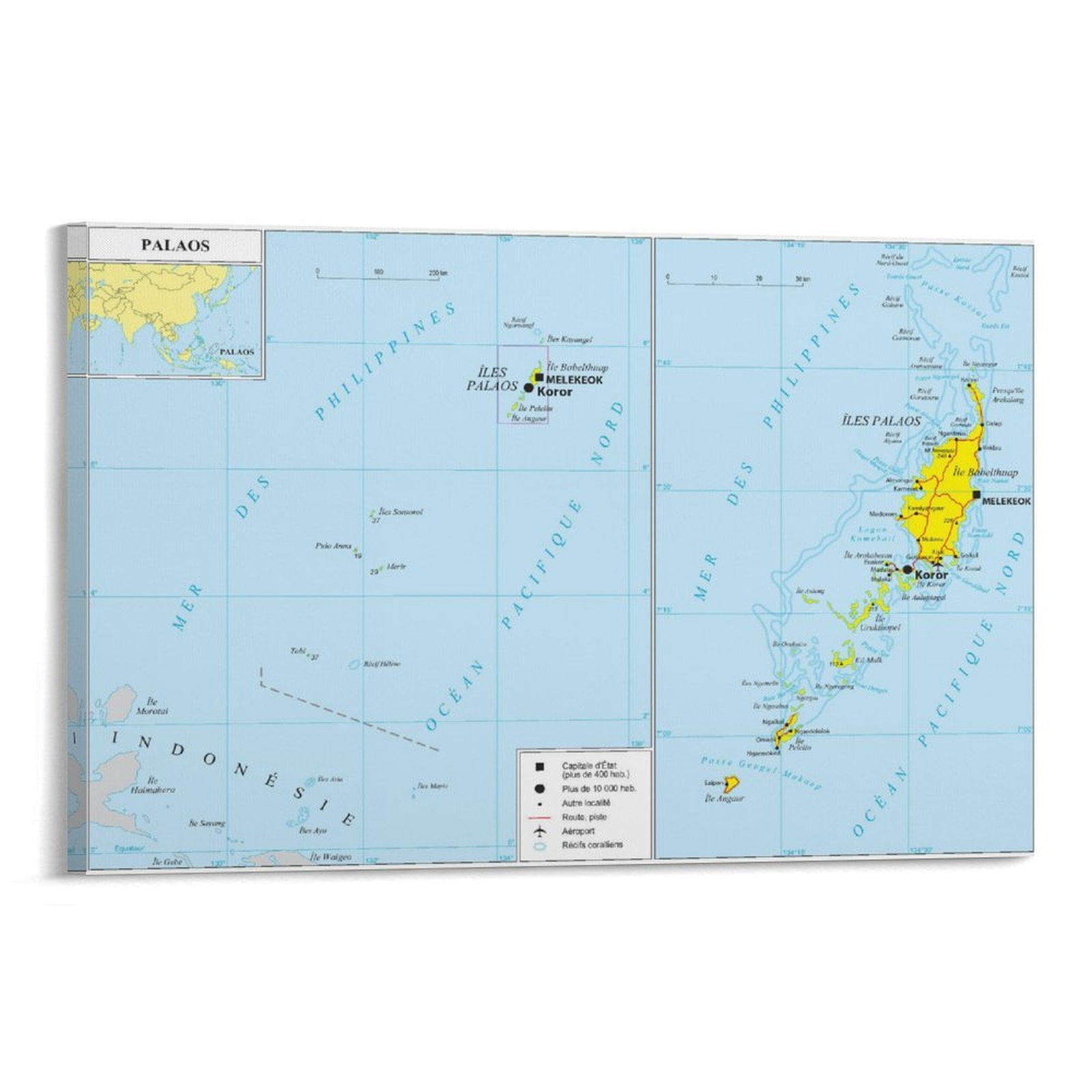 Palau Map Posters Painting On Canvas Wall Art Poster Scroll Picture ...