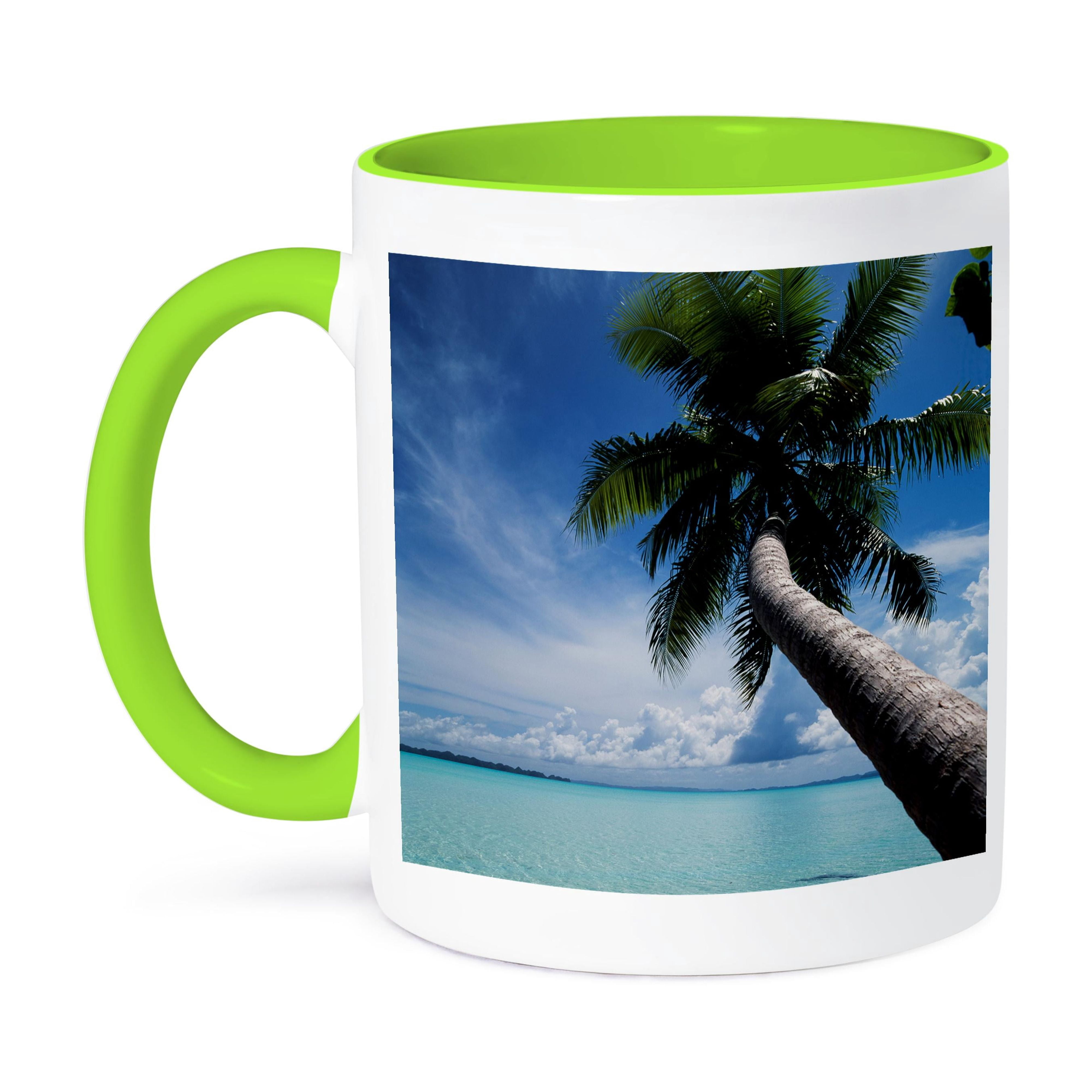 3dRose, Palau, Micronesia, Palm tree at Palau Lagoon, 11oz Two-Tone ...