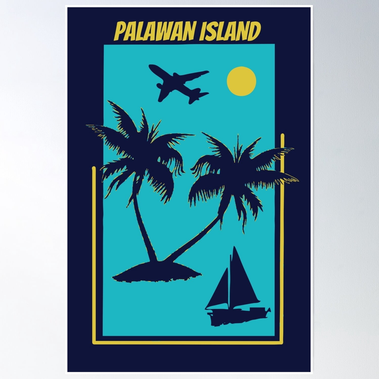 Palawan Island Philippines - Vintage Style Travel Poster Poster Wall ...