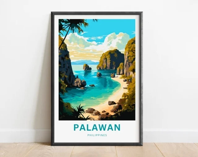 Palawan Travel Print - Palawan Poster, Philippines Wall Art NO FRAMED ...