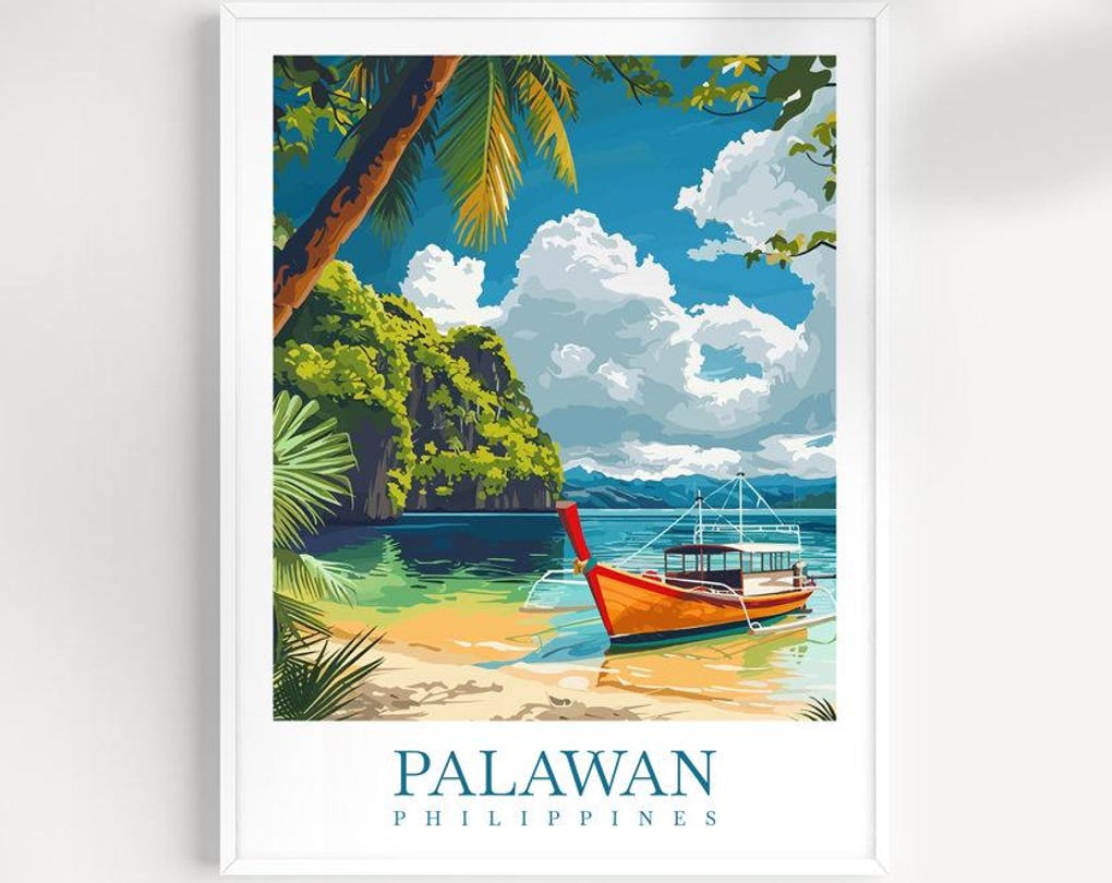 Palawan Travel Print Palawan Poster Wall Art, Philippines Asia Poster ...