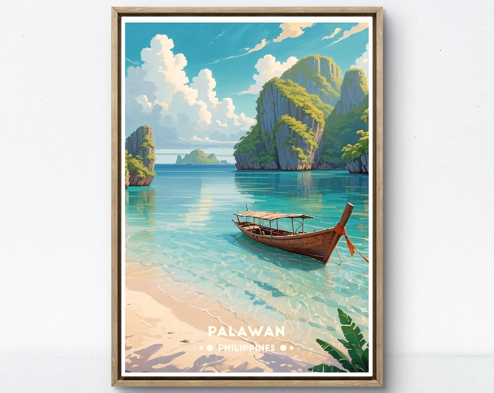 Palawan Vintage Poster, Philippines Tropical Artwork, Stunning Island ...