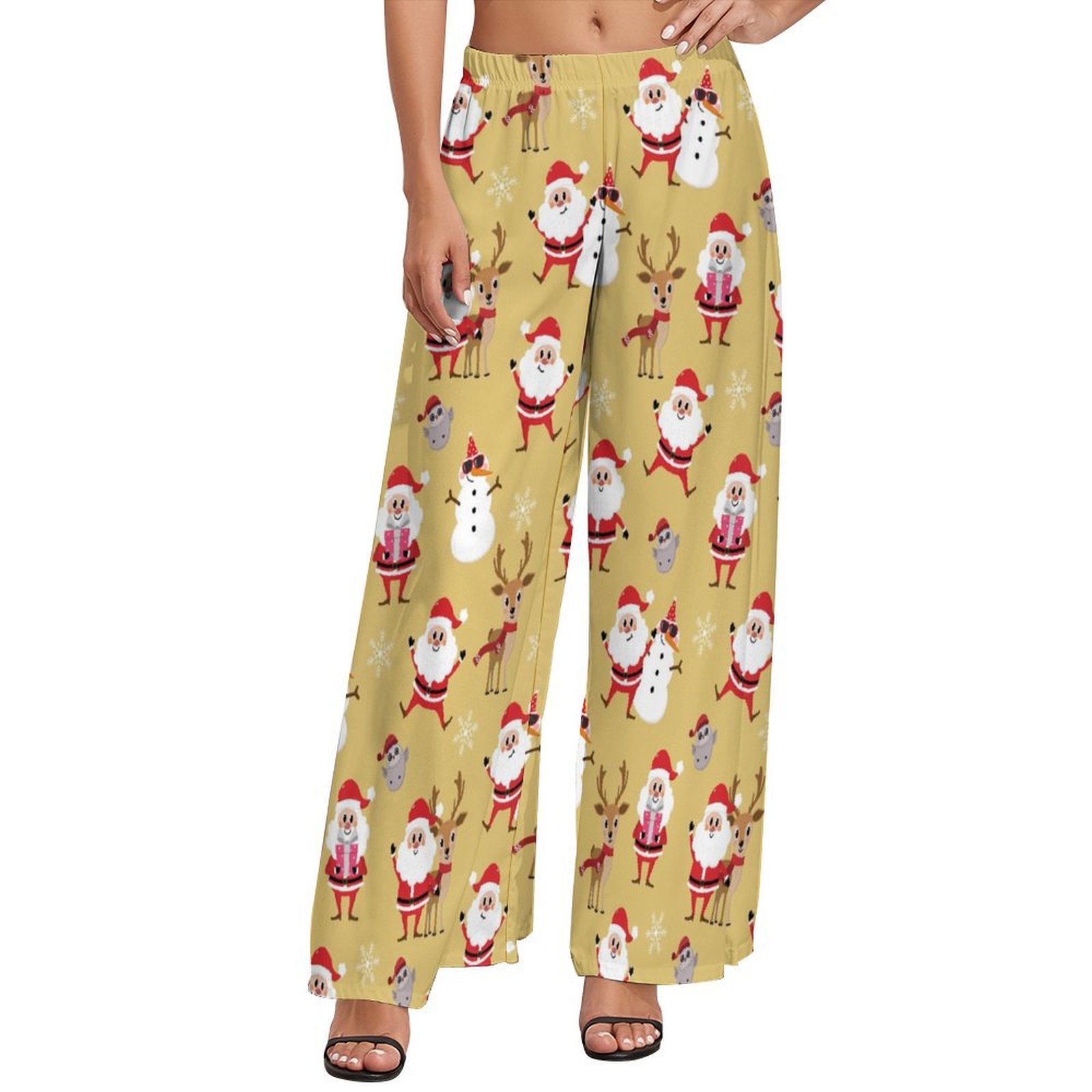 Palazzo Pants for Women, Comfy Womens Wide Leg Baggy Pants, Cute Santa ...