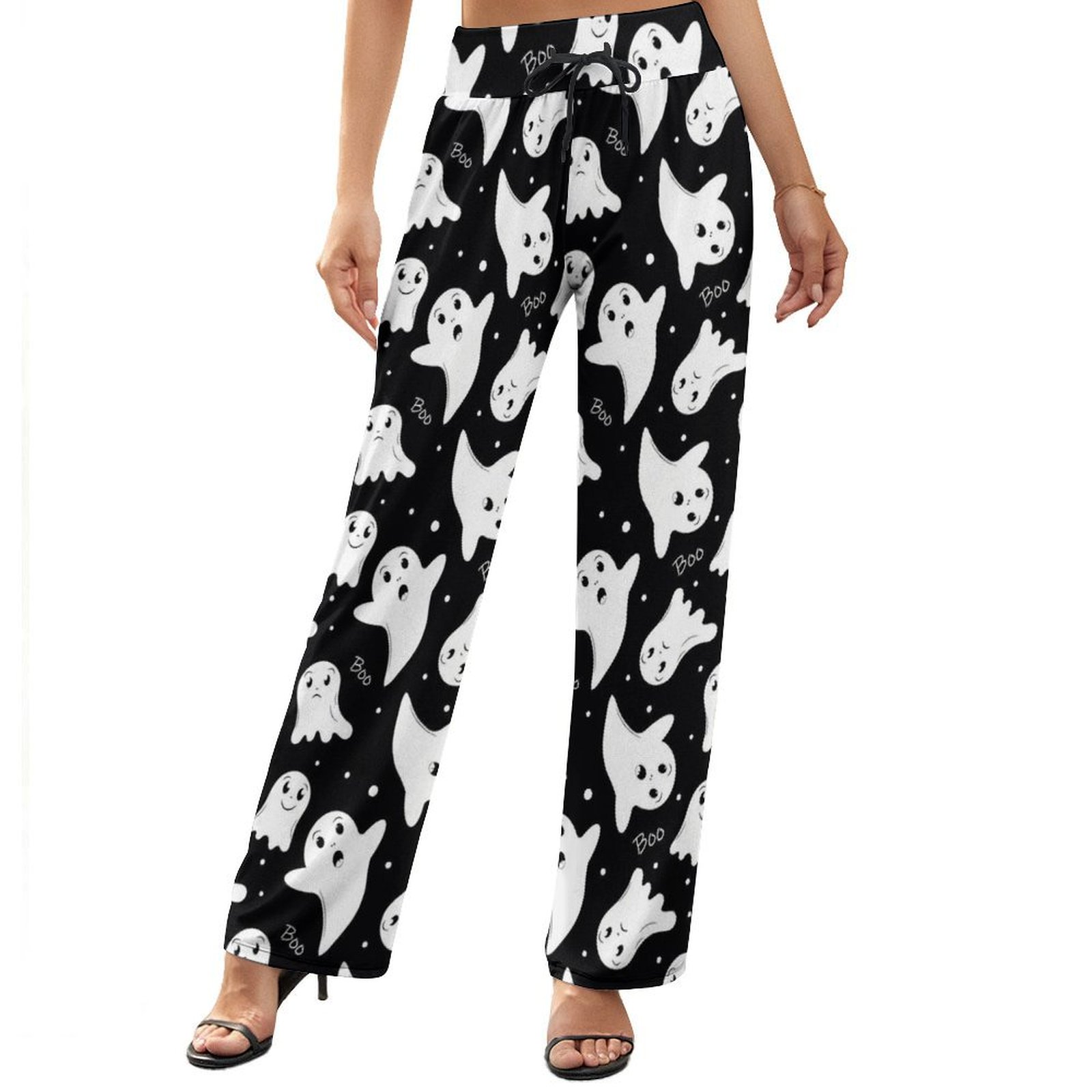 Palazzo Pants for Women, Cute Halloween Ghost Fun Comfy High Waist ...