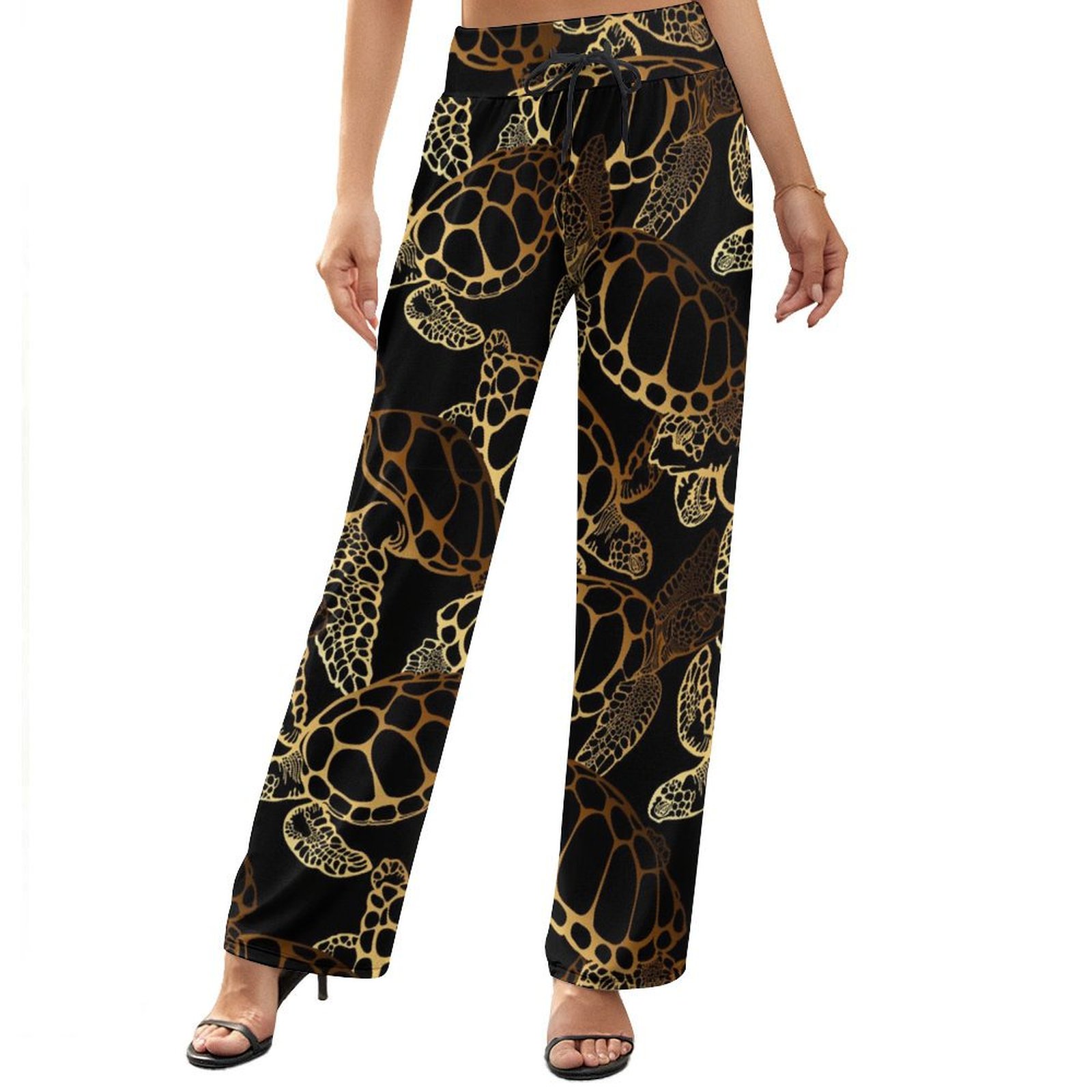 Palazzo Pants for Women, Sea Turtle With Ocean Comfy High Waist ...