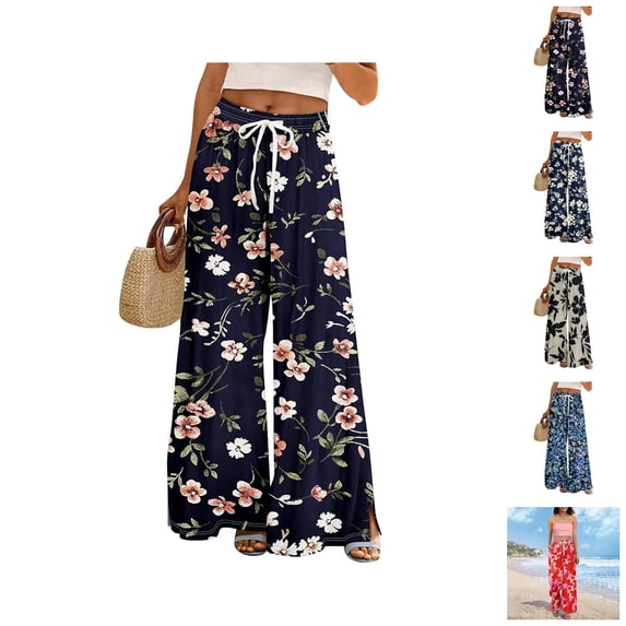 Palazzo Pants for Women 2026 Spring Summer Floral Print Elastic High ...