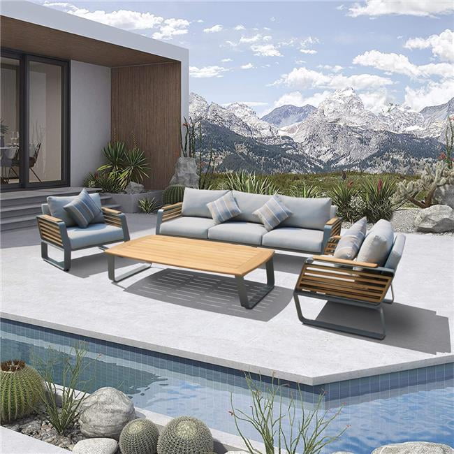 Palazzolo Outdoor Teak Patio Coffee Table Set - Walmart.com