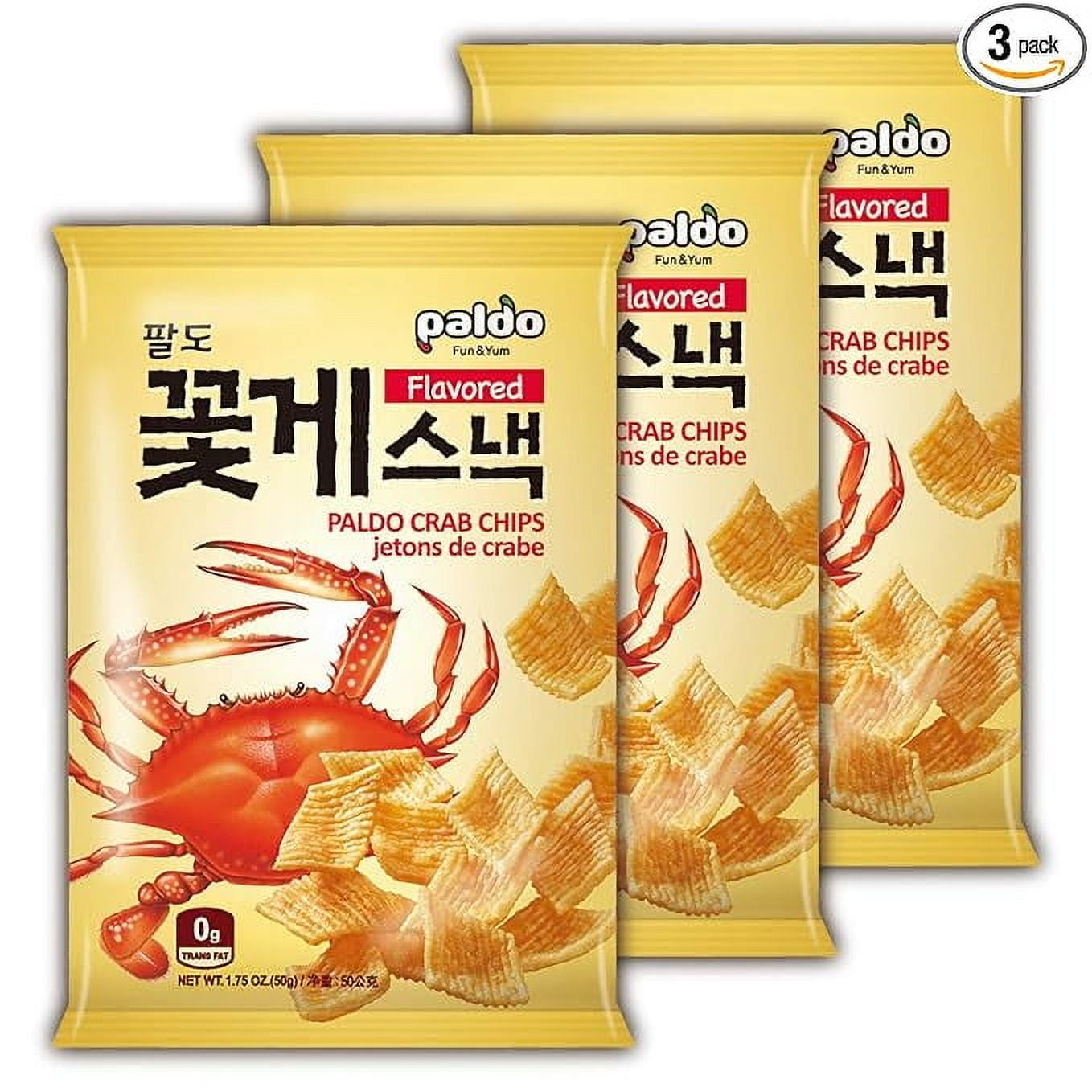 Paldo Fun & Yum Crab Snack Crackers Chips, Pack of 3, Most Loved Korean ...