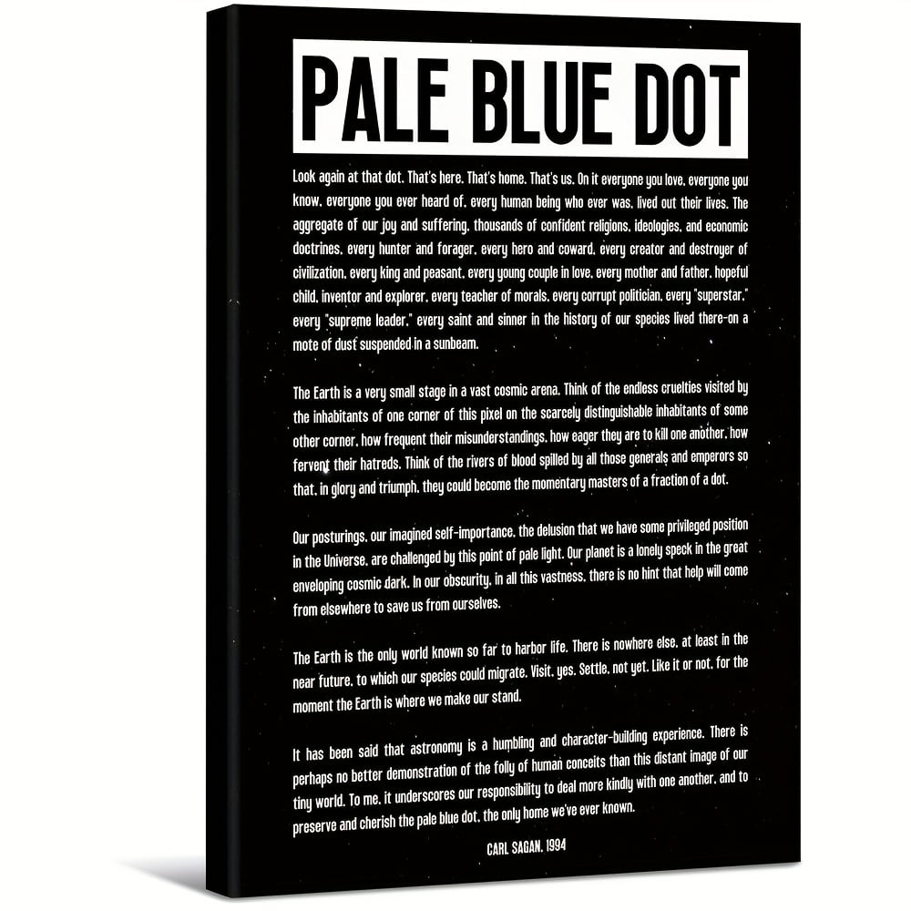 Pale Blue Dot Carl Sagan Quote On Earth Large Wooden Framed Wall Art ...