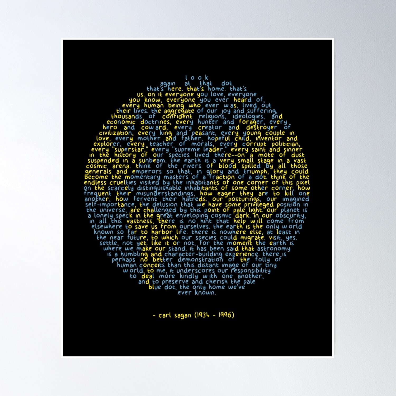 Pale Blue Dot Poster Wall Art, Modern Wall Decor, 8x12 UNFRAMED ...