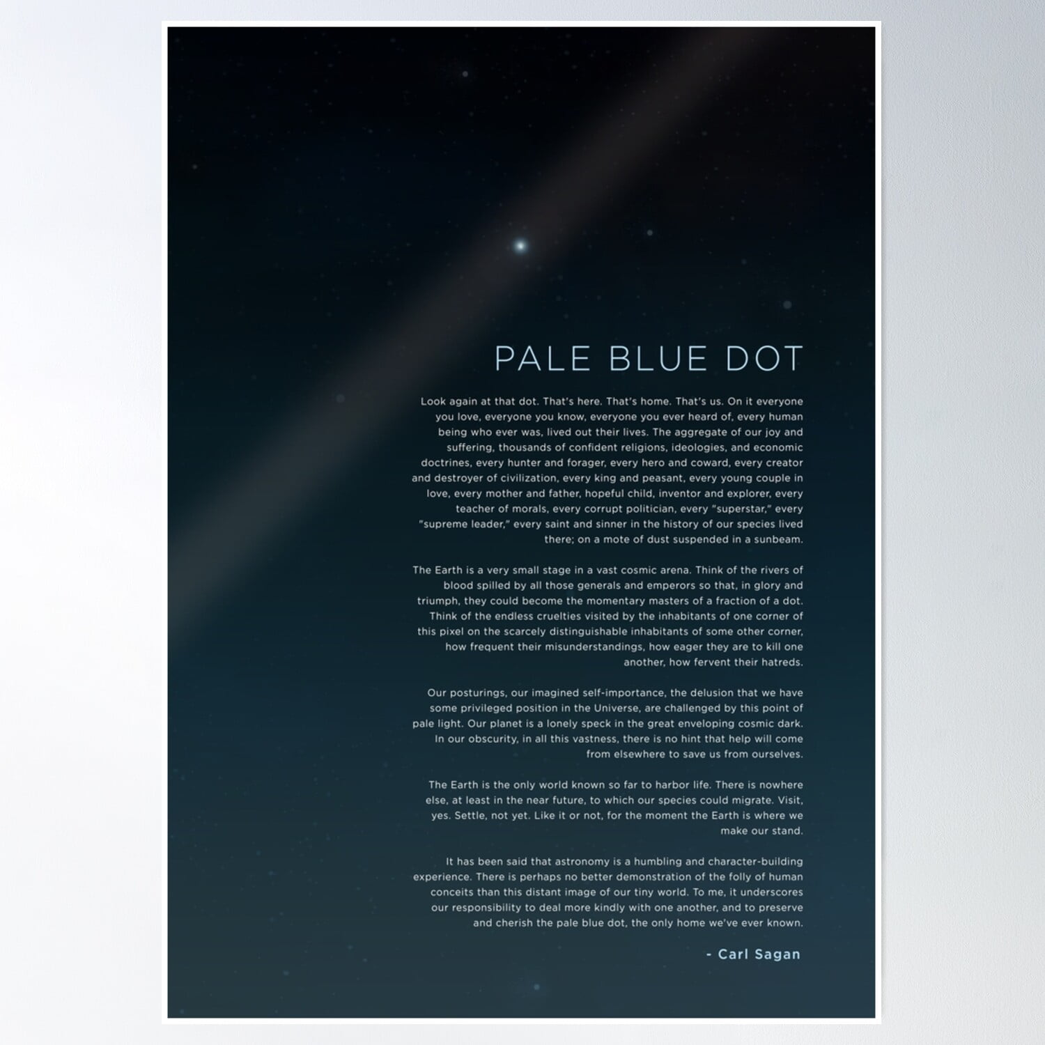 Pale Blue Dot Speech - Carl Sagan Poster Wall Art, Modern Wall Decor ...