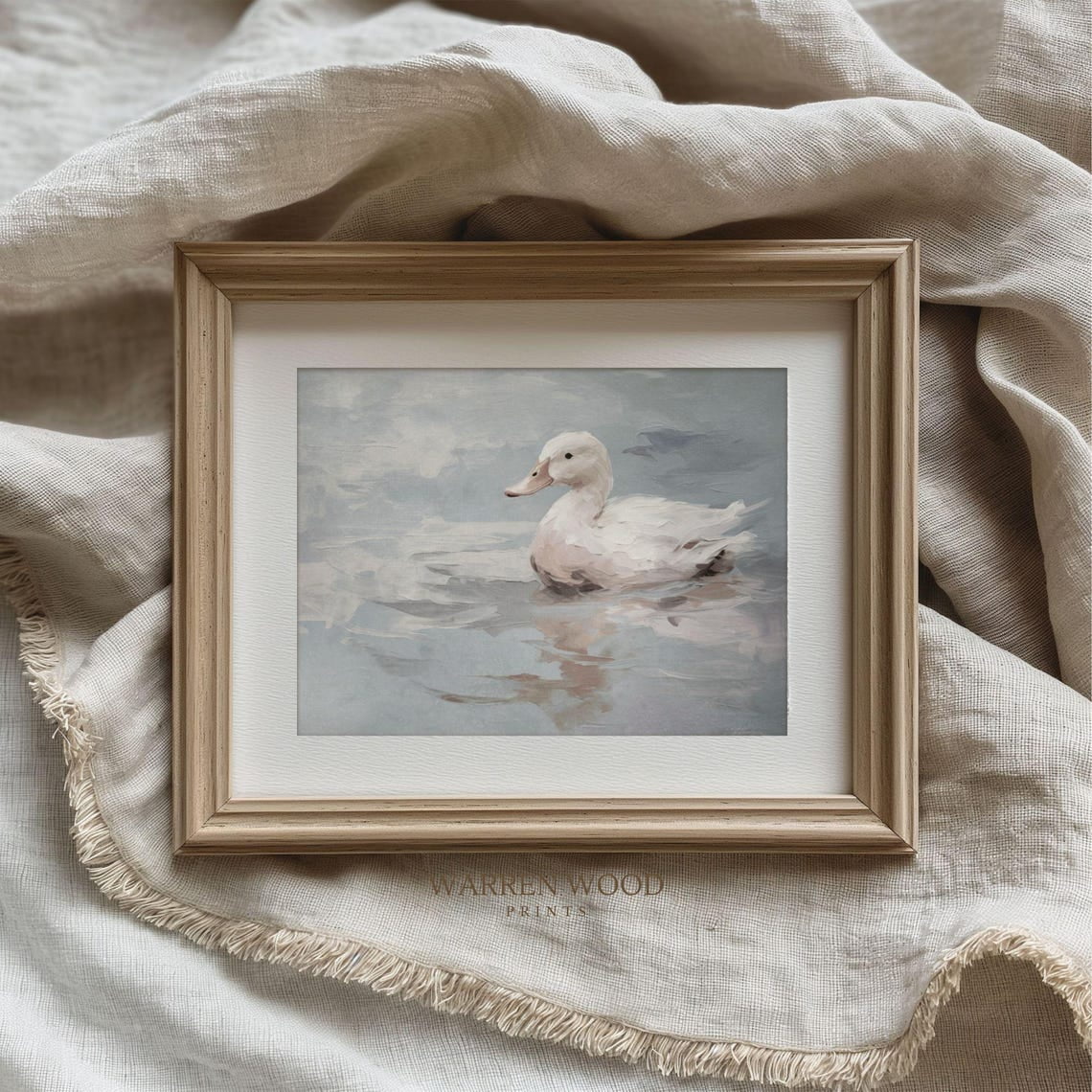 Pale Blue Duck, Serene Wall Art, Calm Lake Print, Light Blue Neutral ...