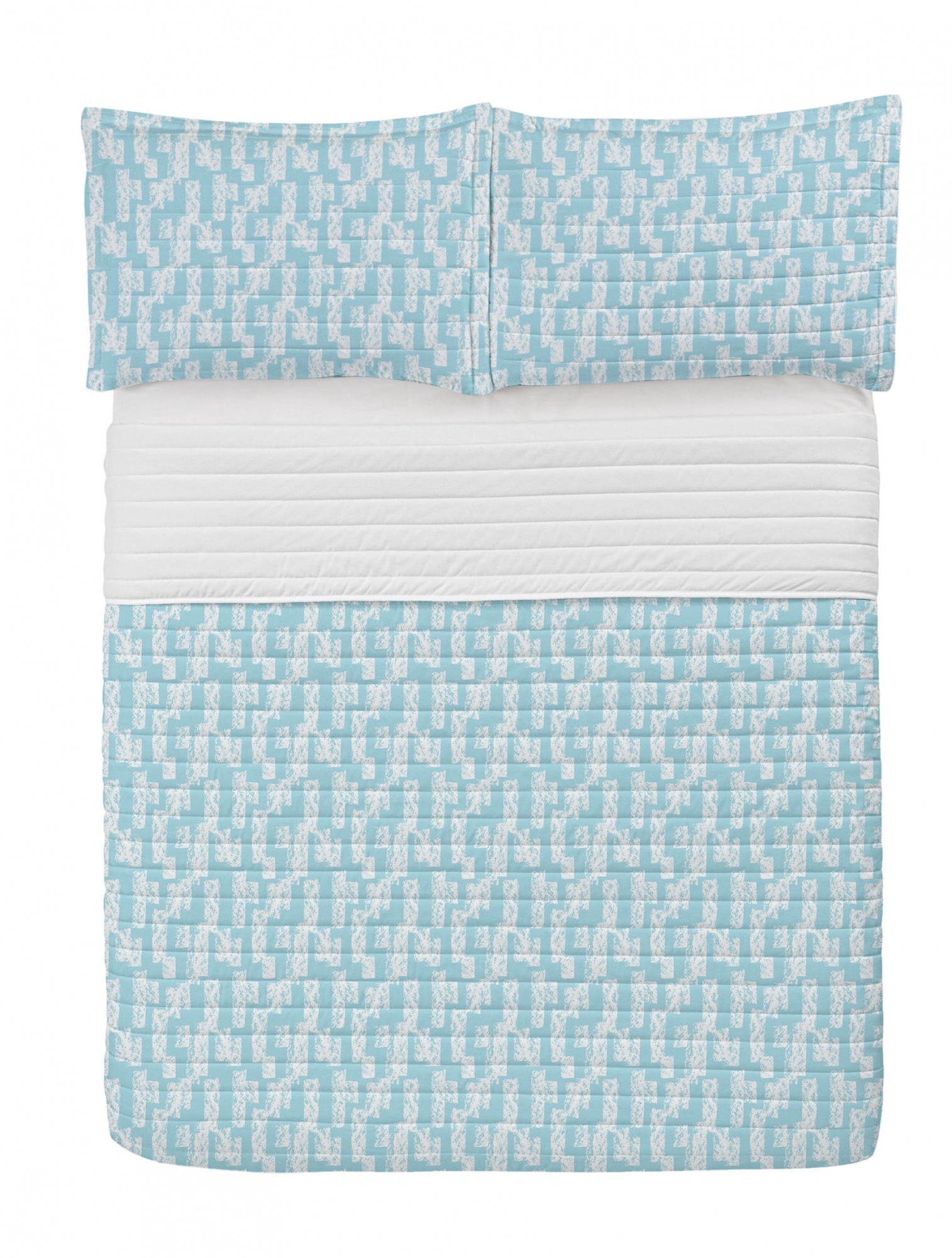 Pale Blue Microfiber Bedspread Set, Wall with Brushstrokes Modern Art ...