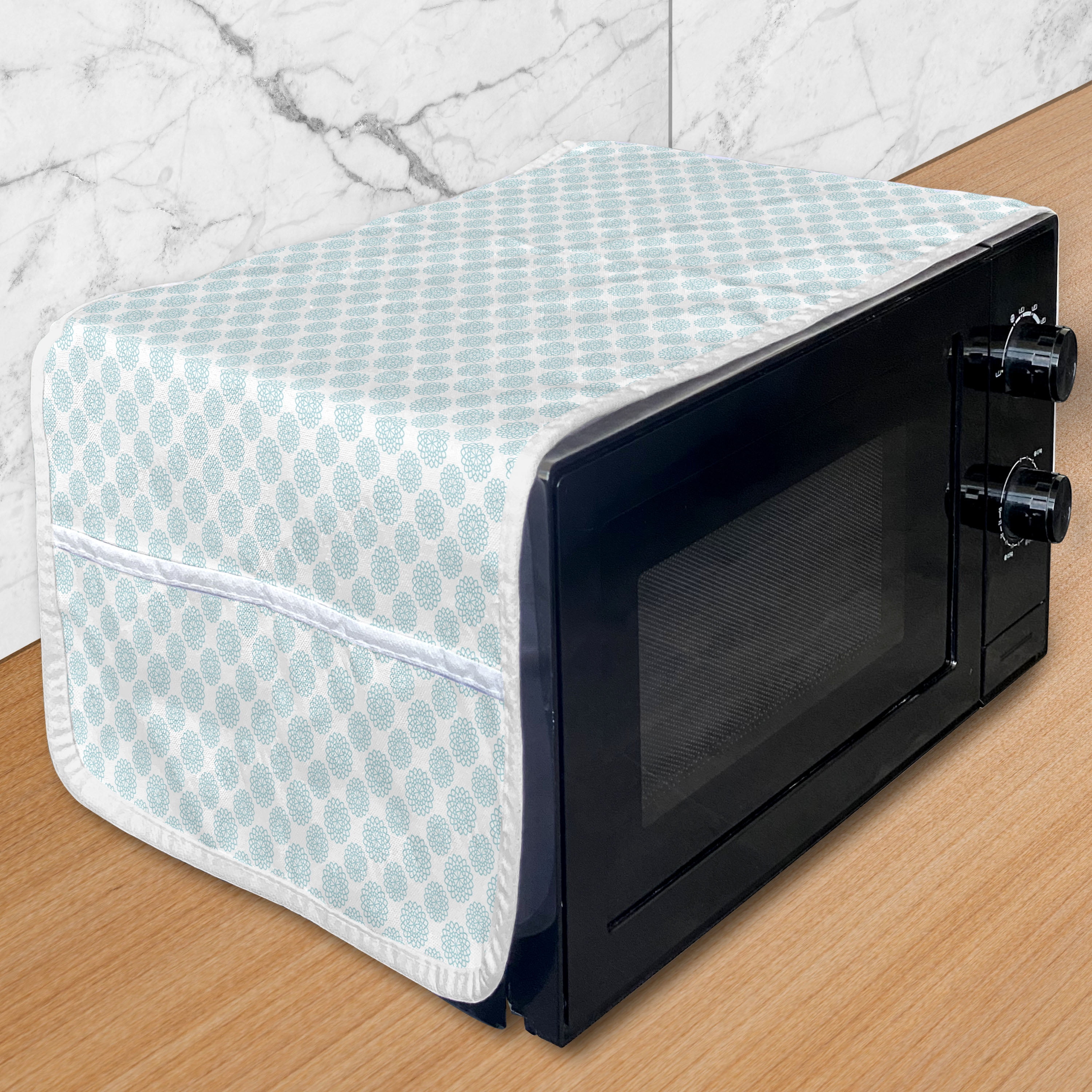 Pale Blue Microwave Oven Cover, Elliptical Shapes with Star Like Inside ...