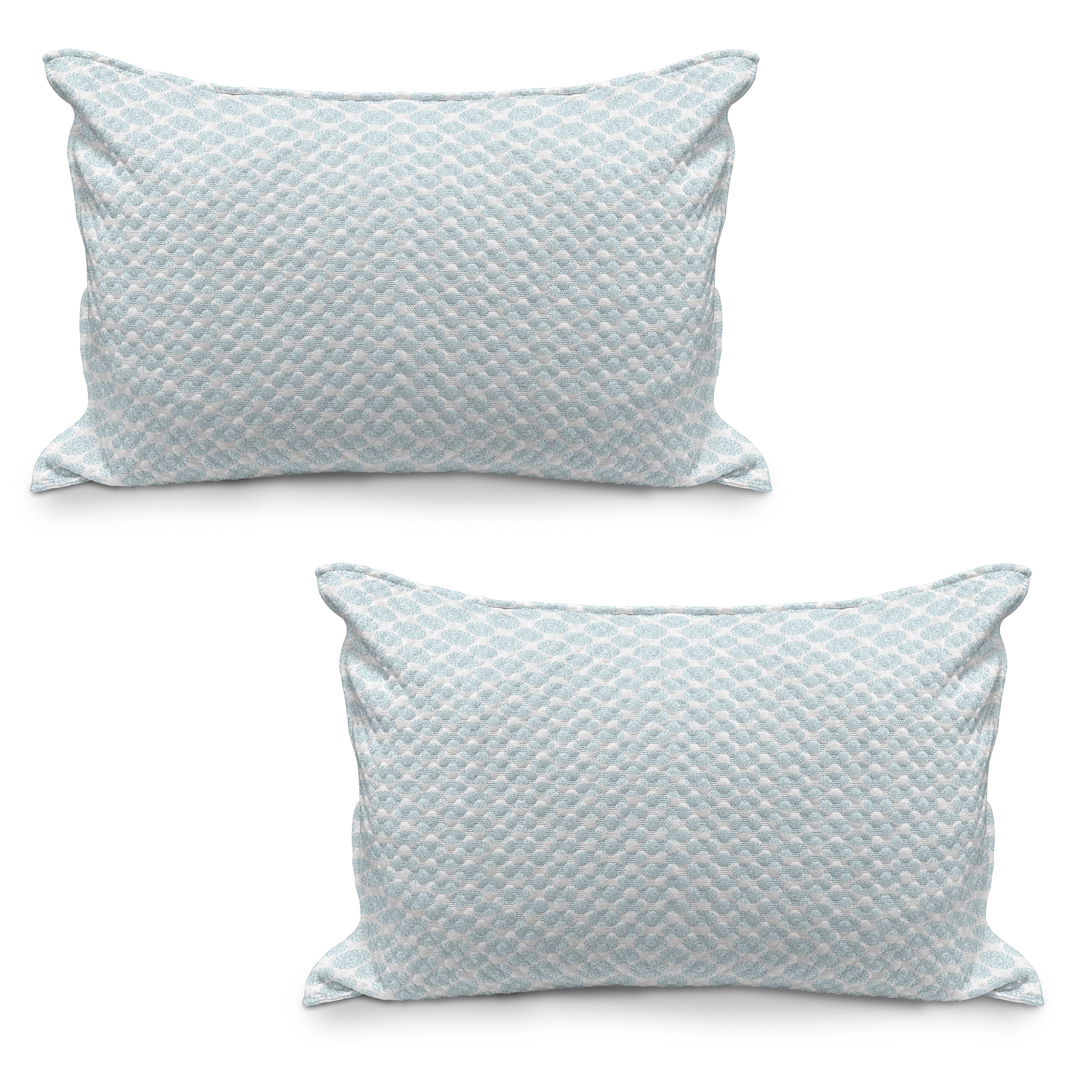 Pale Blue Quilted Pillowcover Set of 2, Elliptical Shapes with Star ...