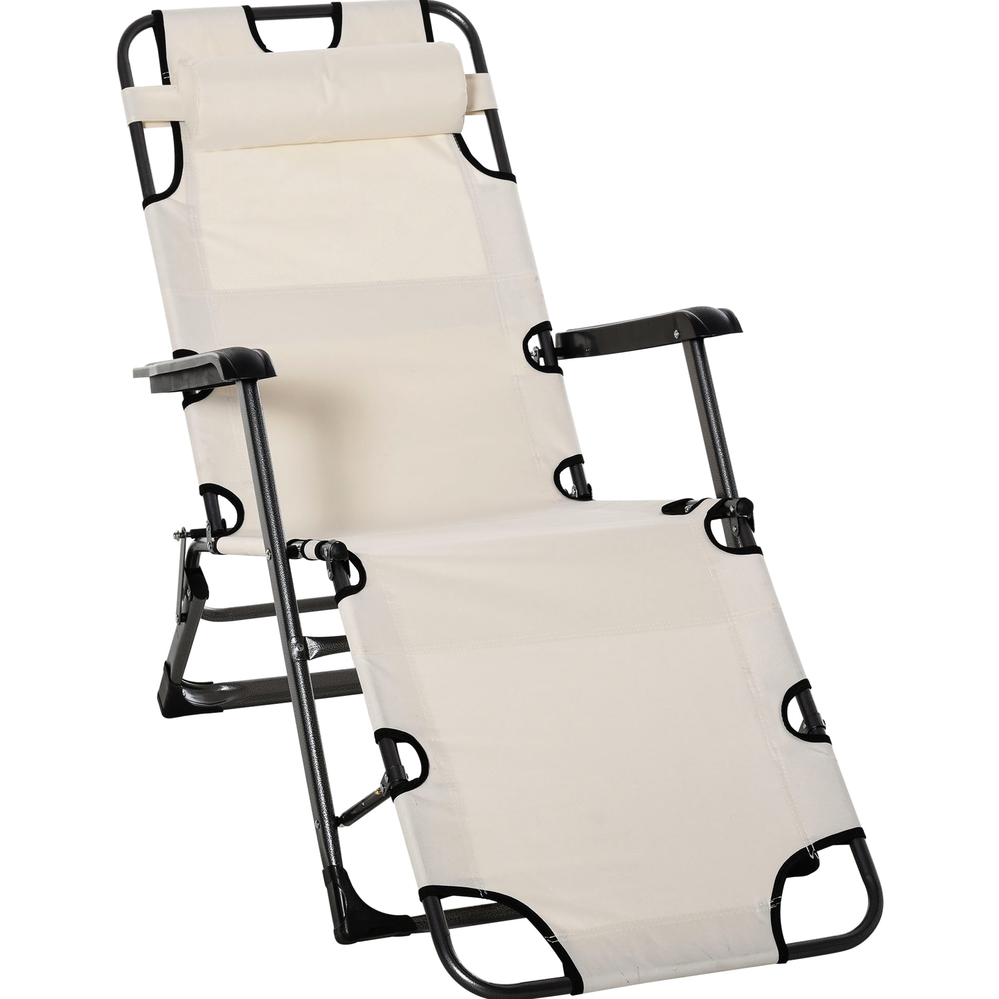 Pale Cream Folding Camping Chair. 21 Tanning Lounge Chair With Pillow ...