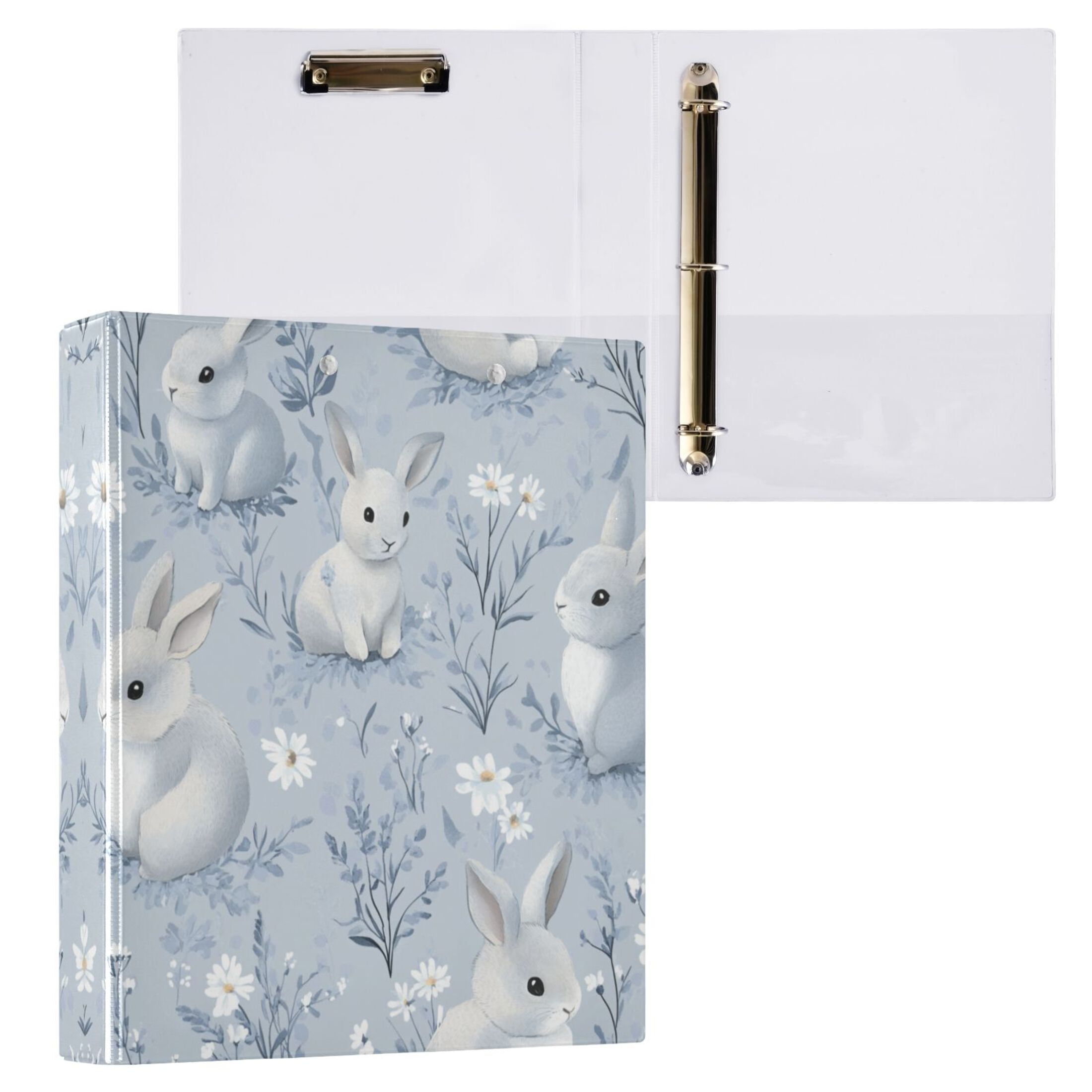Pale Gray Bunny 3 Ring Hardcover Binders 1.5in Round Rings for Letter ...
