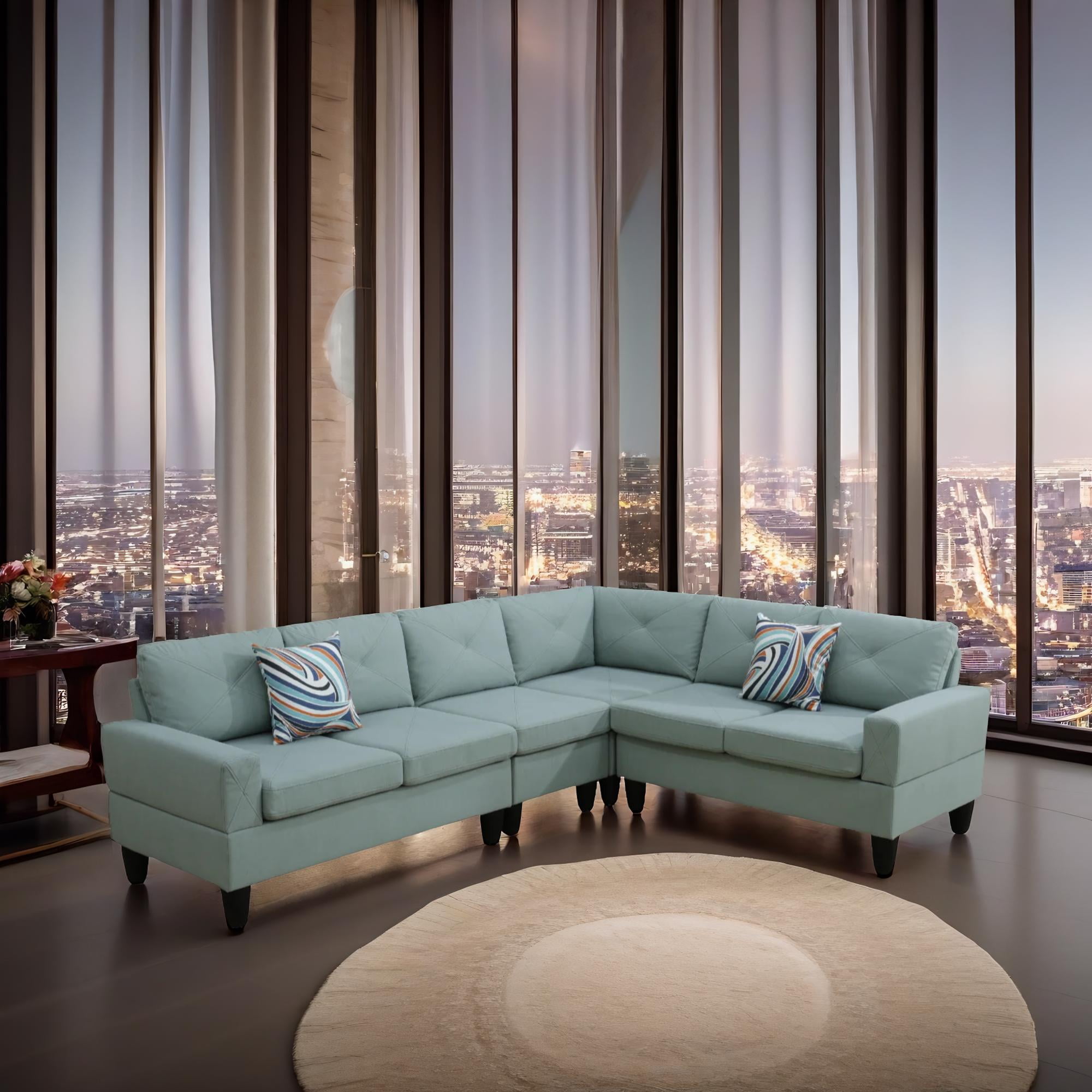 Pale Green Massa Flannel 4-Piece Couch Living Room Sofa Set - Walmart.com