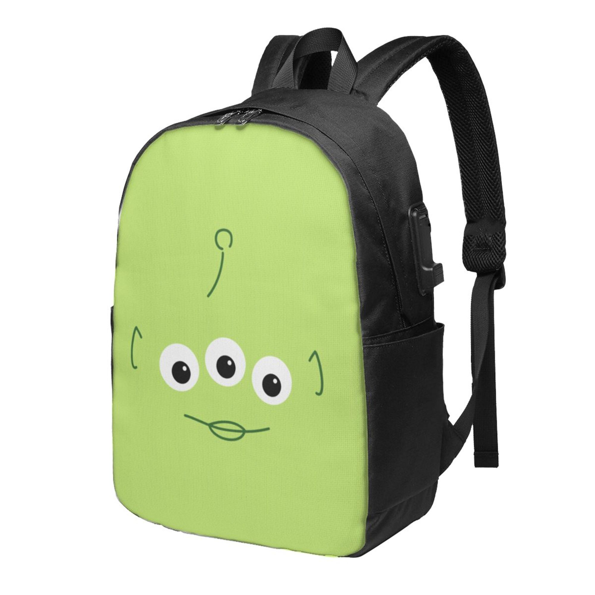 Pale Green To-y Sto-ry Alien Laptop Backpack with USB Port & Headphone ...