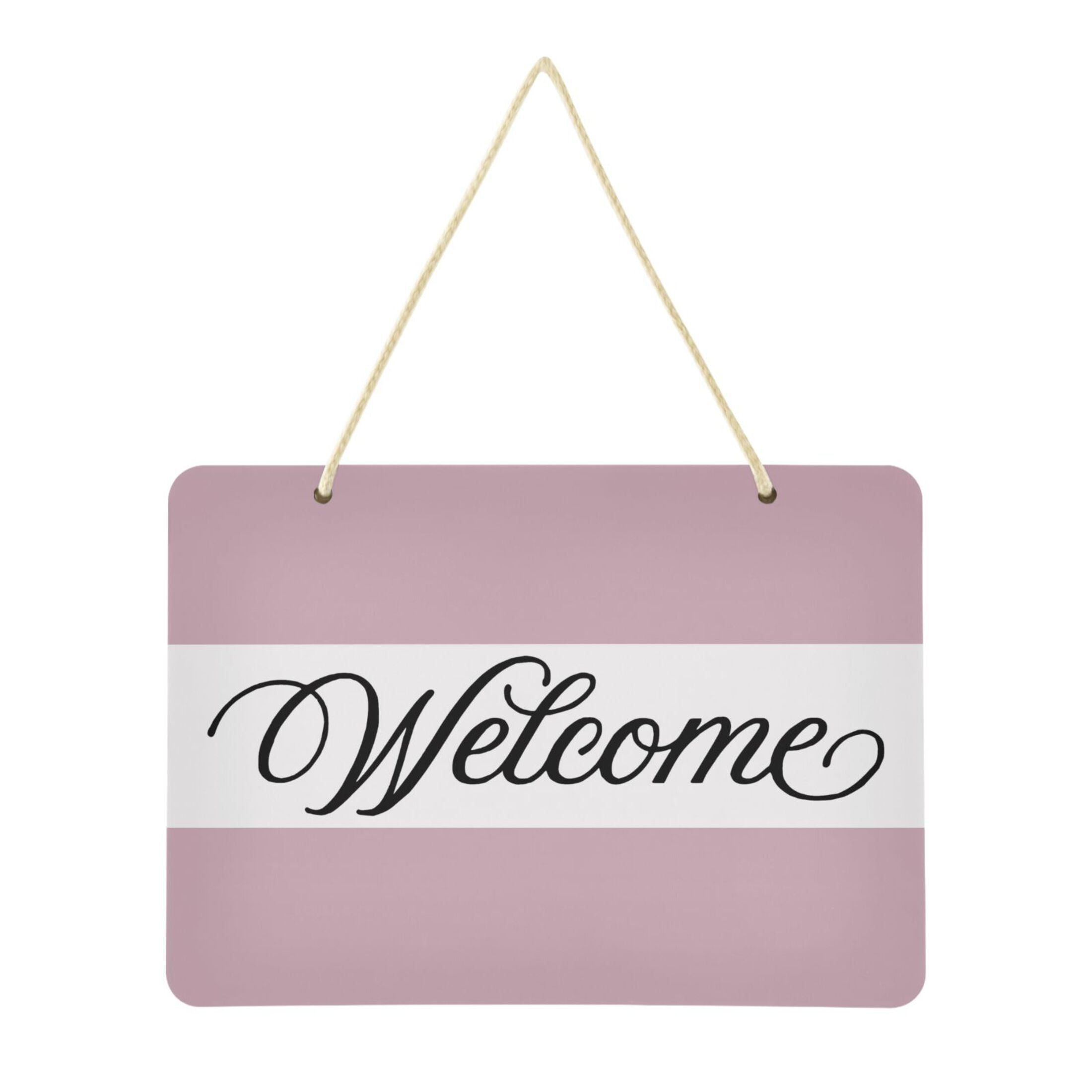 Pale Mauve Welcome Sign Front Door PVC 14x10 inch Hanger Hello Sign ...