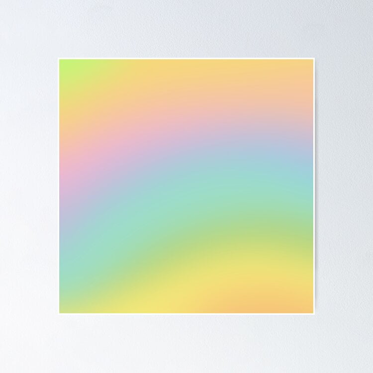 Pale Pastel Curved Rainbow Gradient Poster- Unframed Poster | Wall Art ...