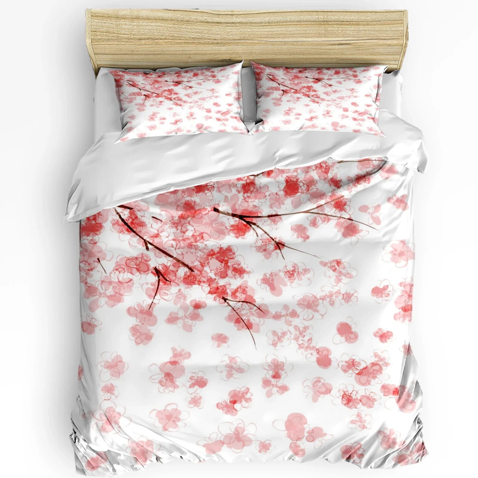 Pale Pink Bedding Set For Bedroom Bed Home Japanese Cherry Blossom ...