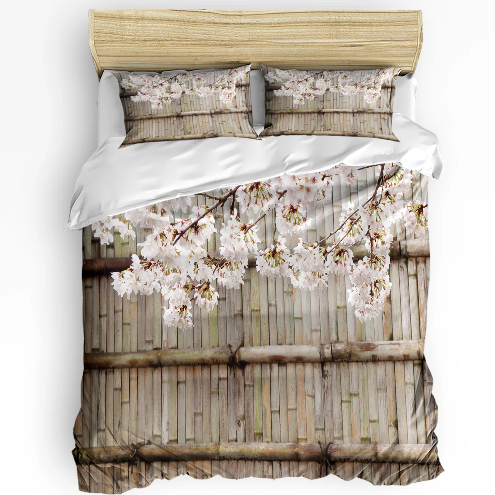 Pale Pink Bedding Set For Bedroom Bed Home Japanese Cherry Blossom ...