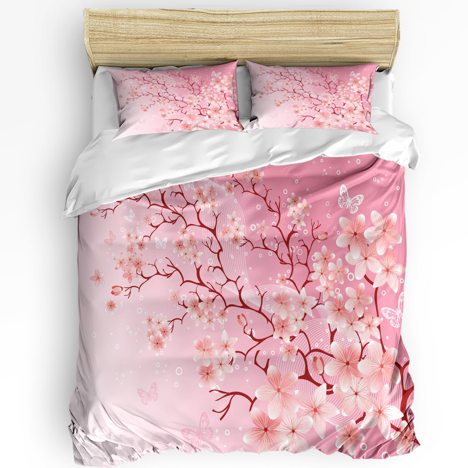 Pale Pink Bedding Set For Bedroom Bed Home Japanese Cherry Blossom ...